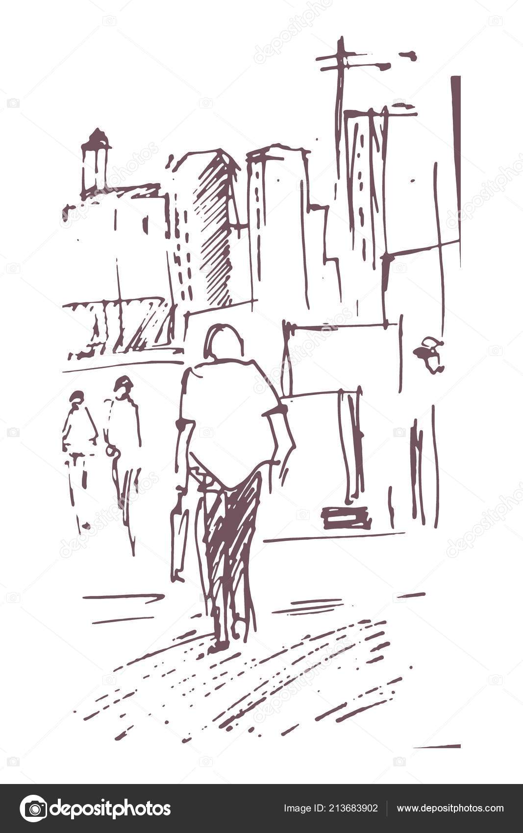 Urban sketching. Hand drawn illustration for your design Stock Vector ...