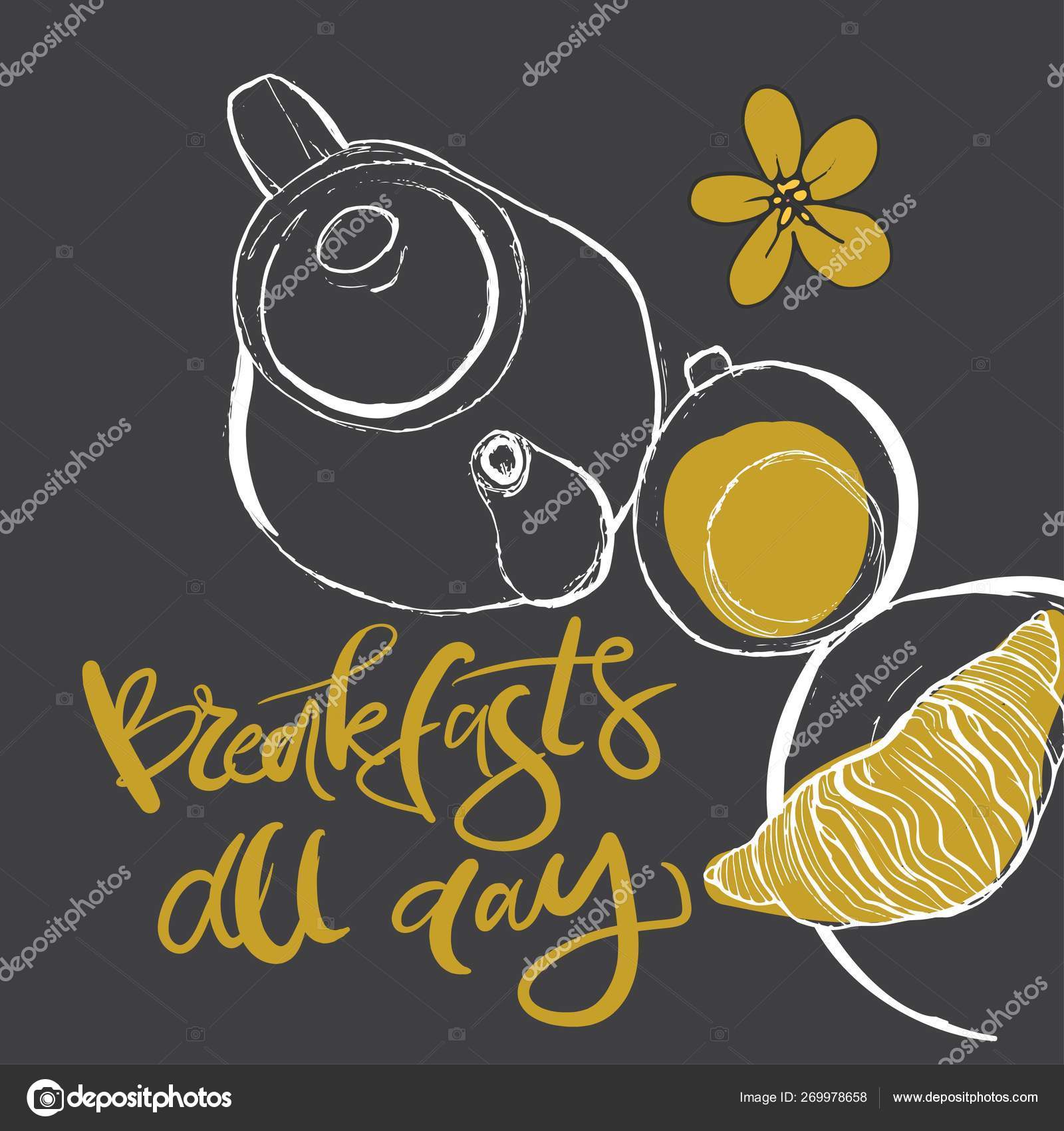 Breakfasts all day. Hand lettering for your design Stock Vector by ...