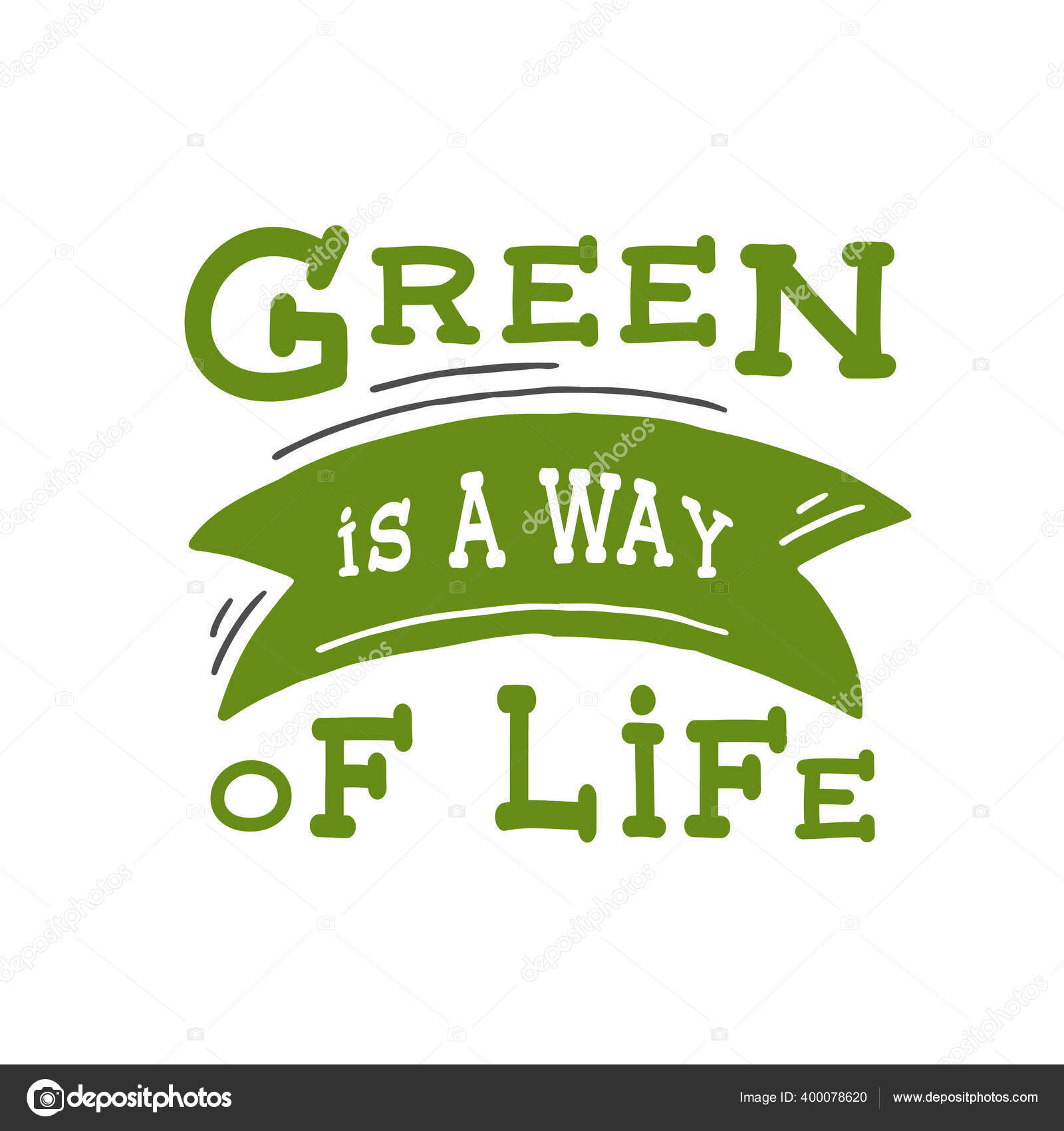 Green Way Life Zero Waste Lettering Quotes Set Hand Lettering Stock ...