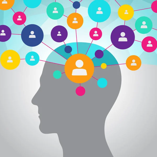 Hand loads icons head. Mobile apps installed into the brain, replacing ...