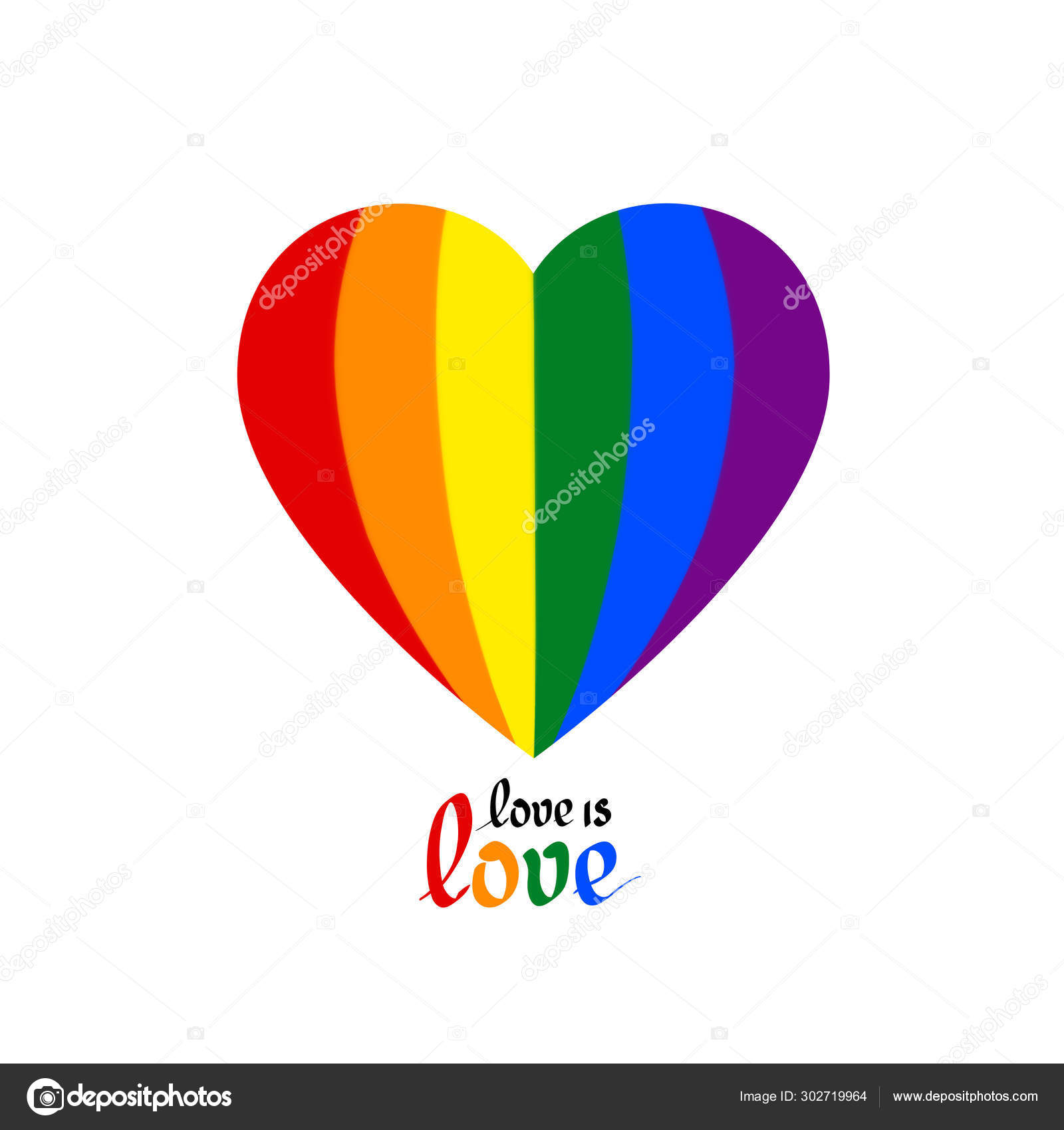 LGBT concept - heart in colors of LGBTQ flag and love is love in the ...