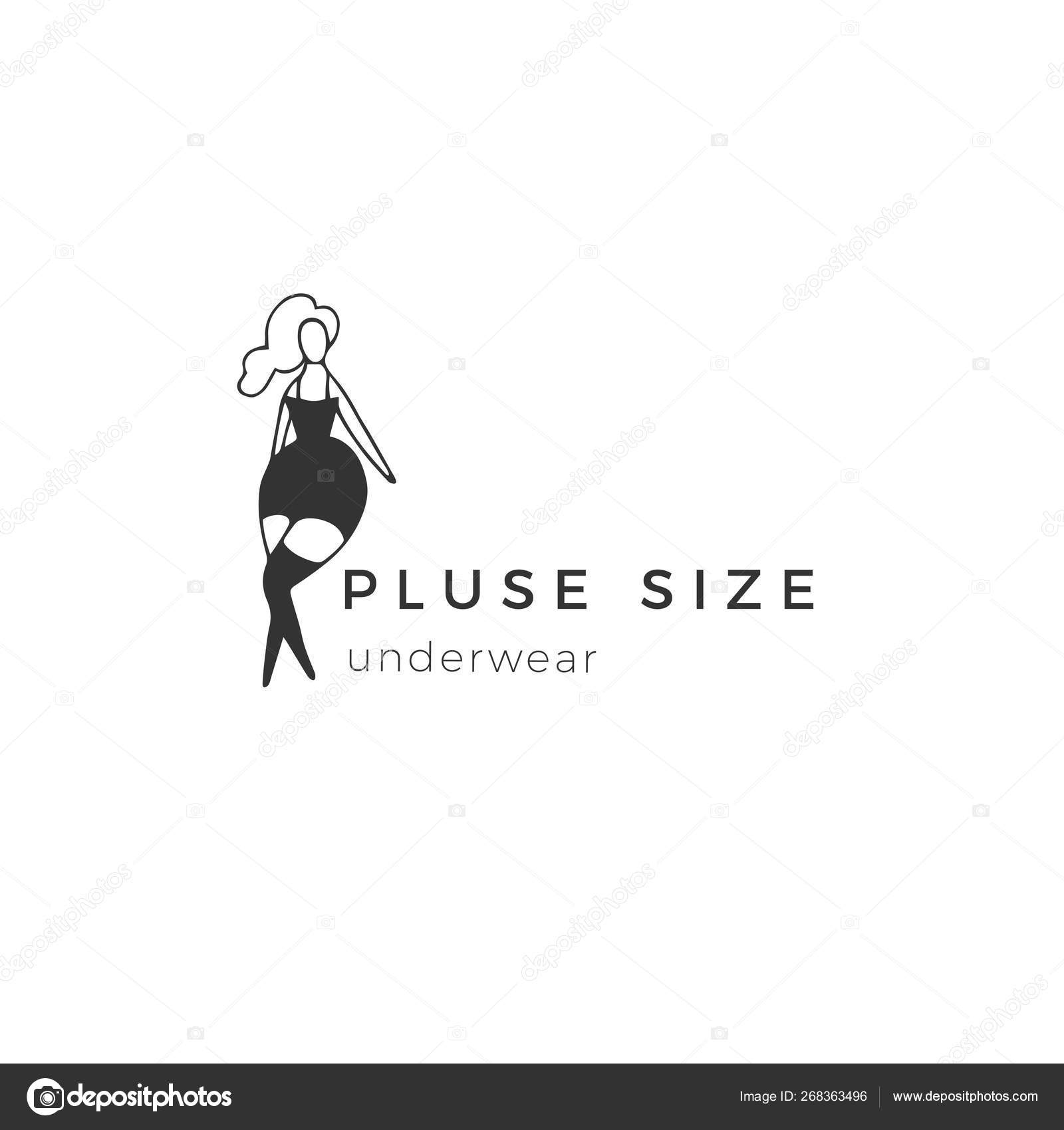 Attractive happy overweight woman. Hand drawn vector logo template ...