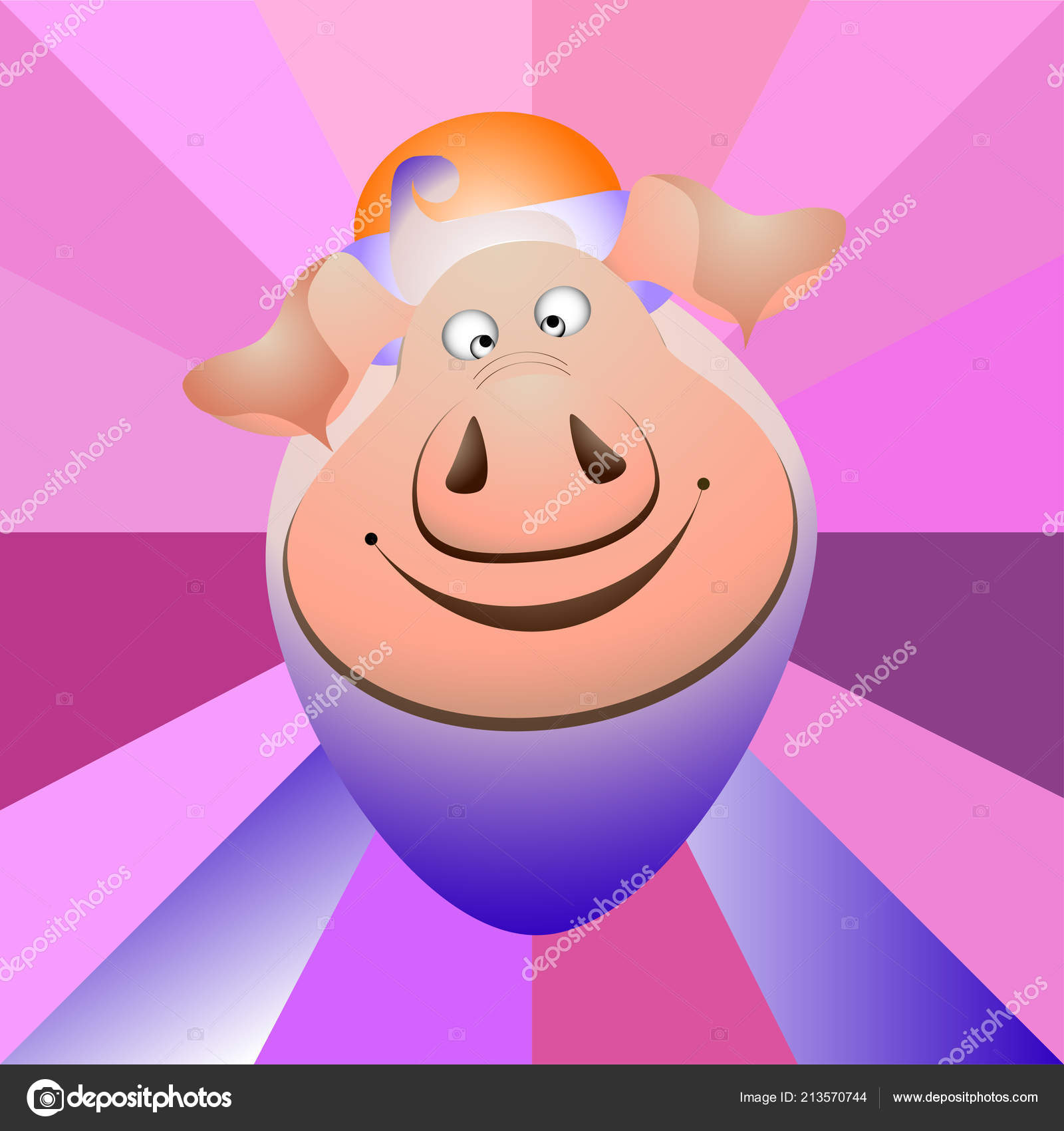 Icon Vector Linear Drawing Piglet Knitted Hat Beard Symbol Coming ⬇ ...