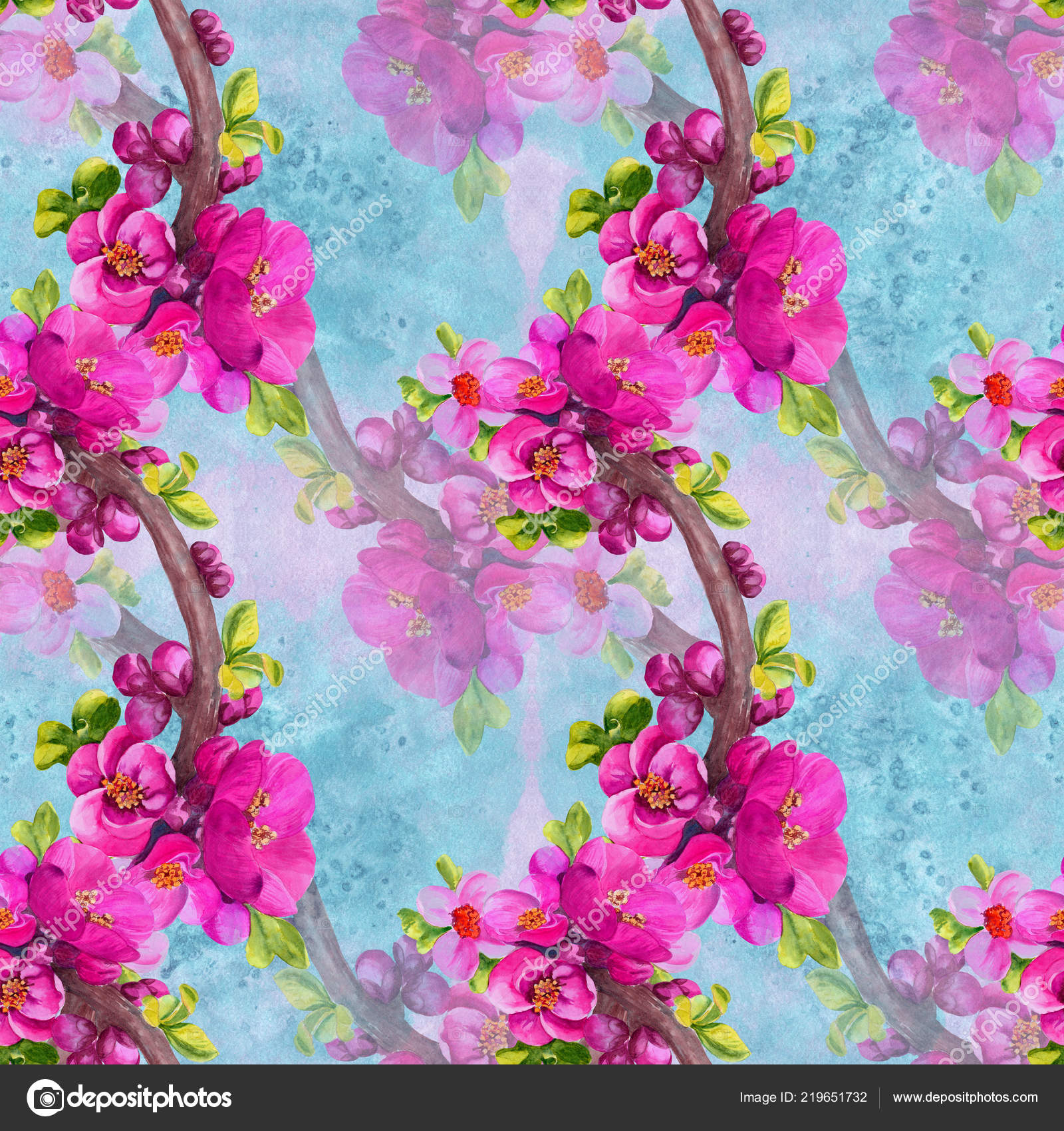 Branches Flowering Tree Seamless Pattern Wallpaper Use Printed ...