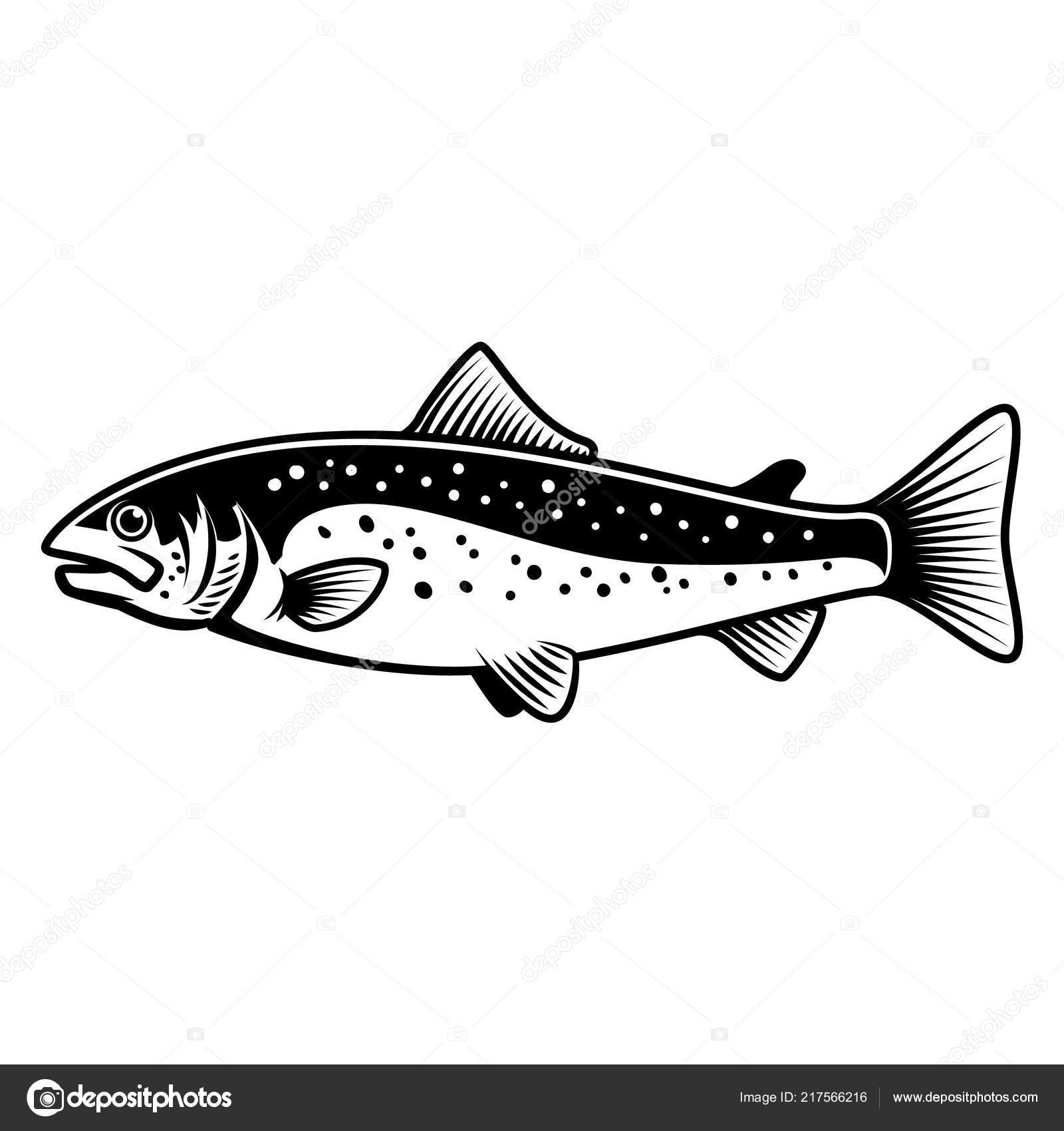 Trout fish sign on white background. Salmon fishing. Design element for ...