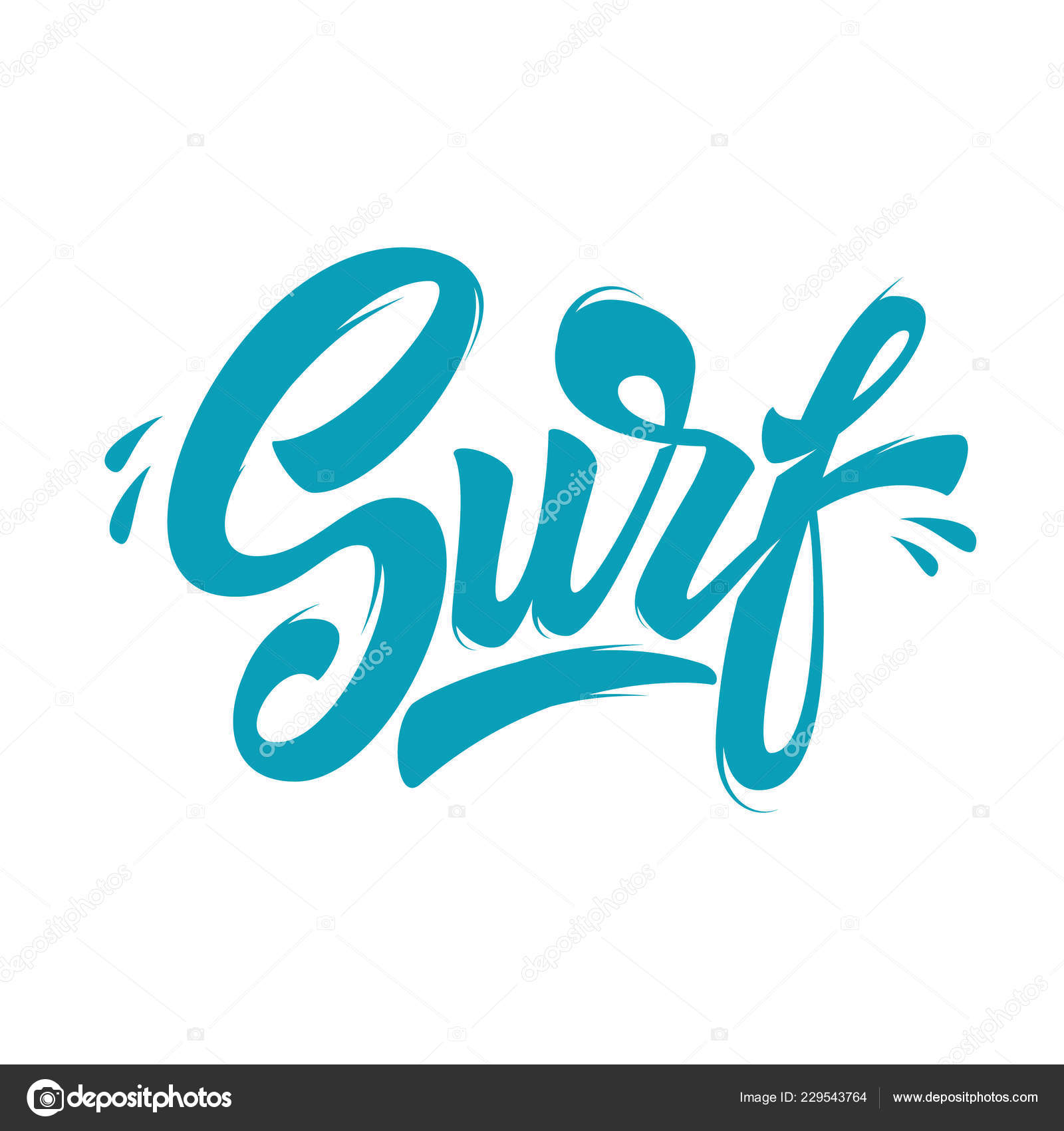 Surf Lettering Phrase White Background Design Element Poster Card ...
