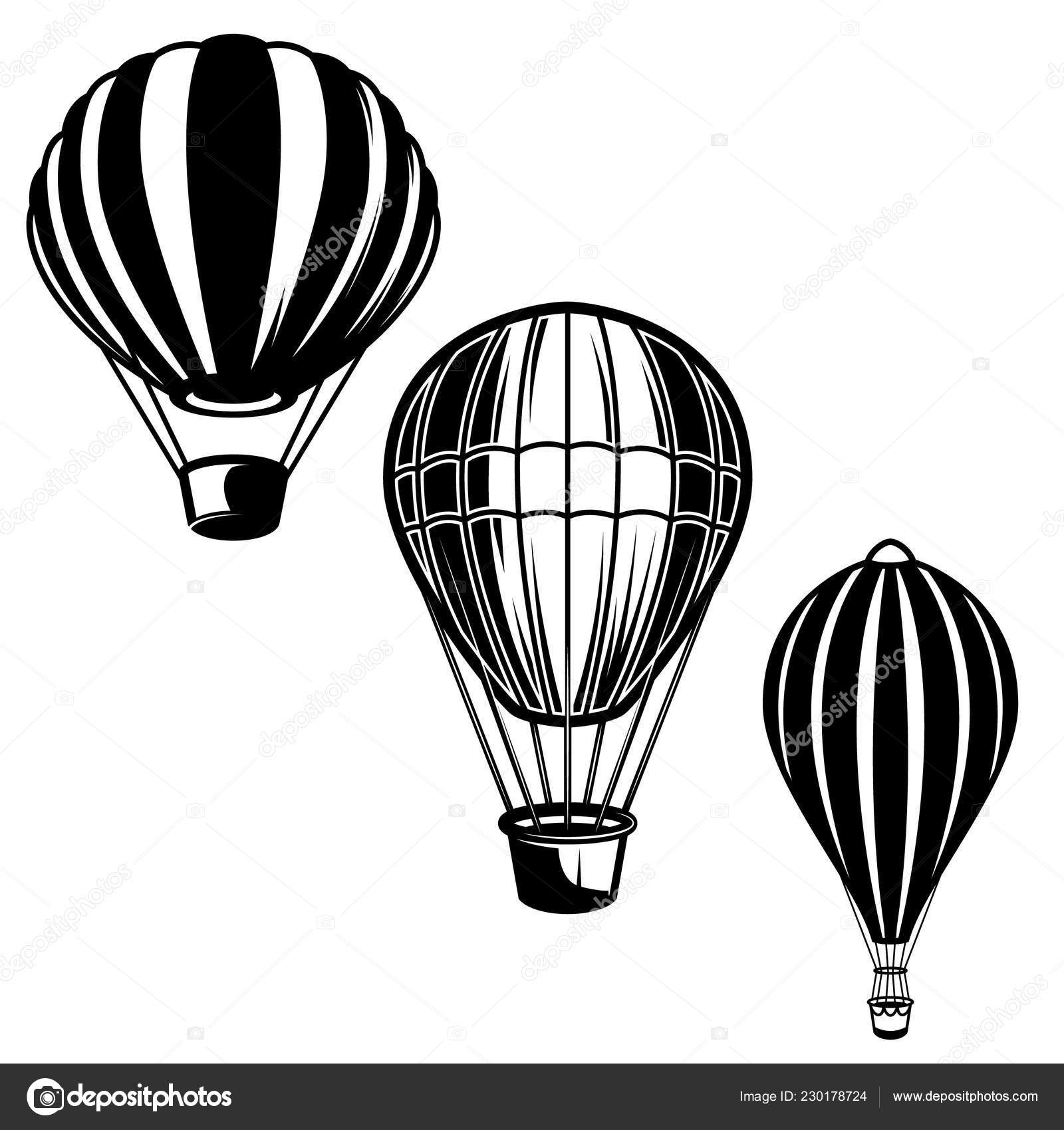 Set Illustrations Air Balloons Design Element Logo Label Emblem Sign ...