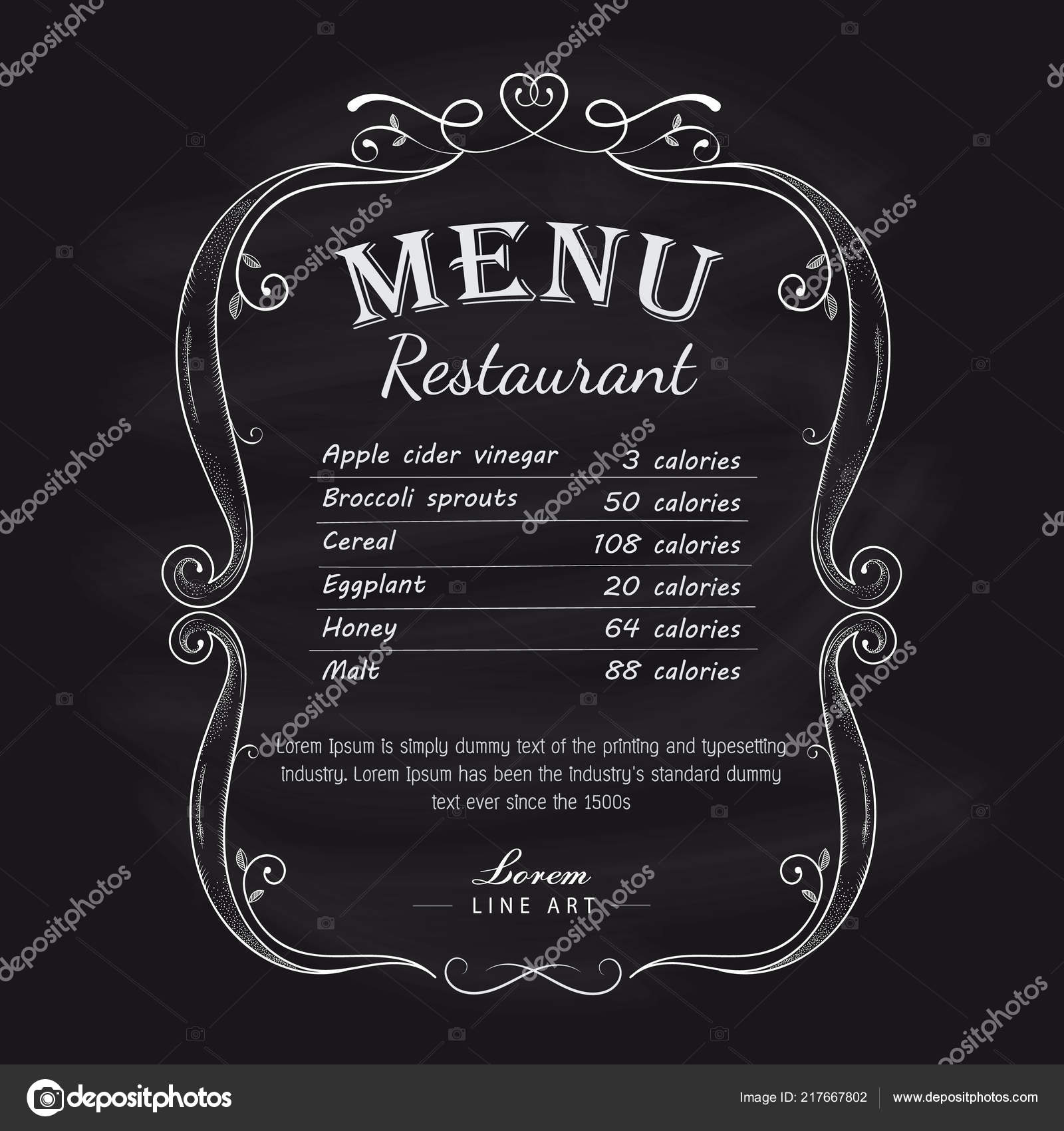 Menu Restoran Papan Tulis Vintage Tangan Gambar Bingkai Vektor Vektor ...