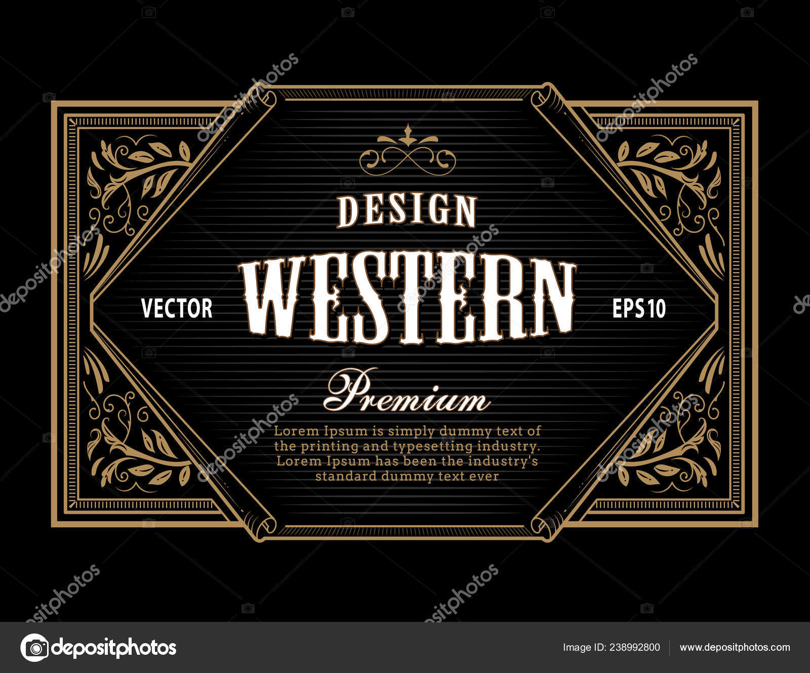 Western Label Antique Frame Vintage Border Engraving Hand Drawn Retro ...