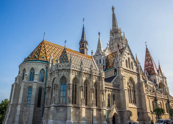 White Beautiful Gothic Church Facade Bright Summer Day Blue Sky — Stock ...