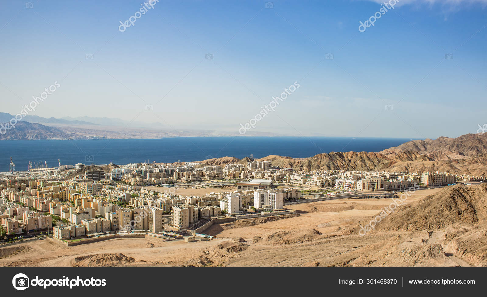 Top View Gulf Aqaba Red Sea Bay Israeli Resort City Stock Photo by ...