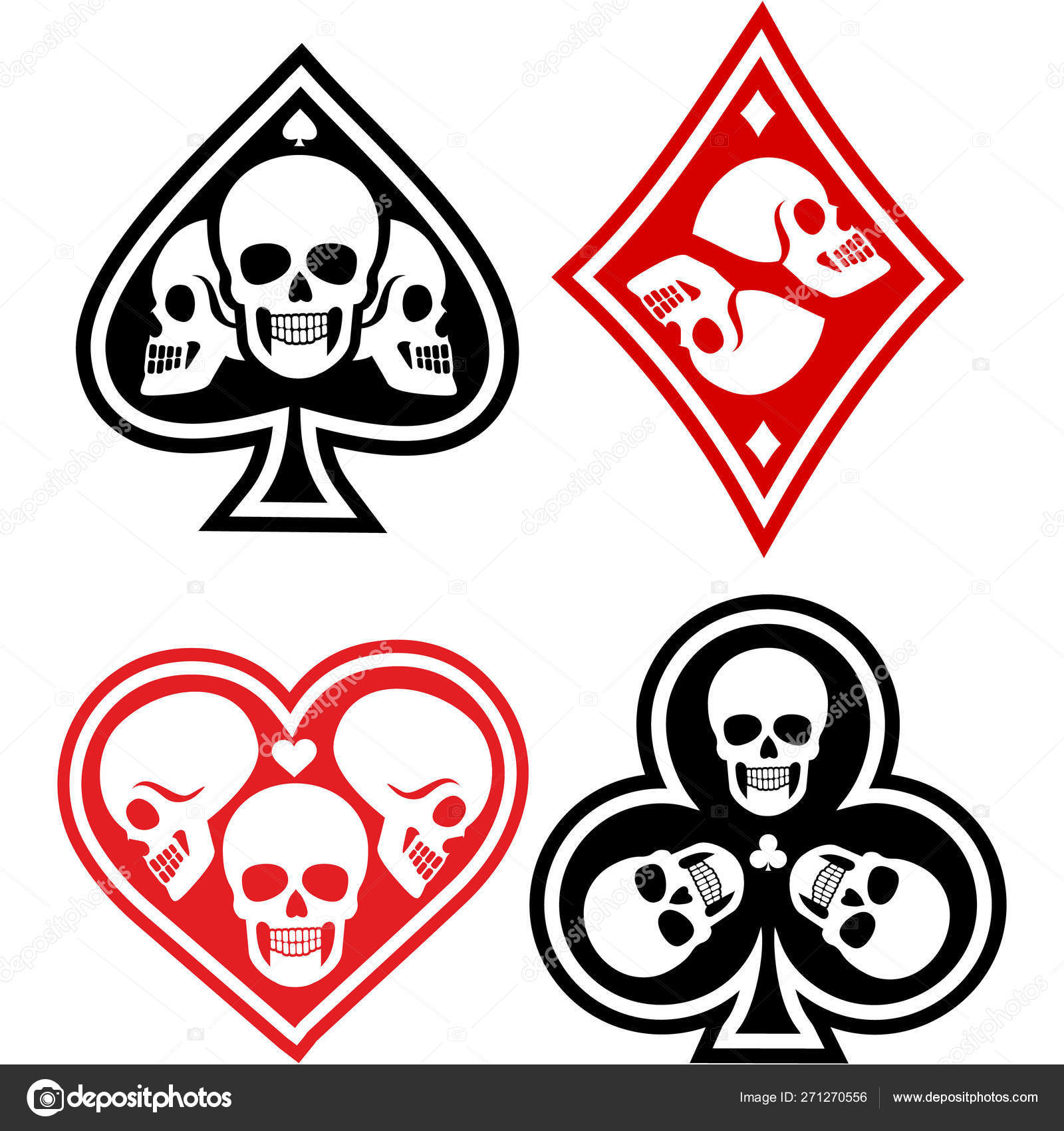 Playing Card Suits Skulls — Stock Vector © amid999 #271270556