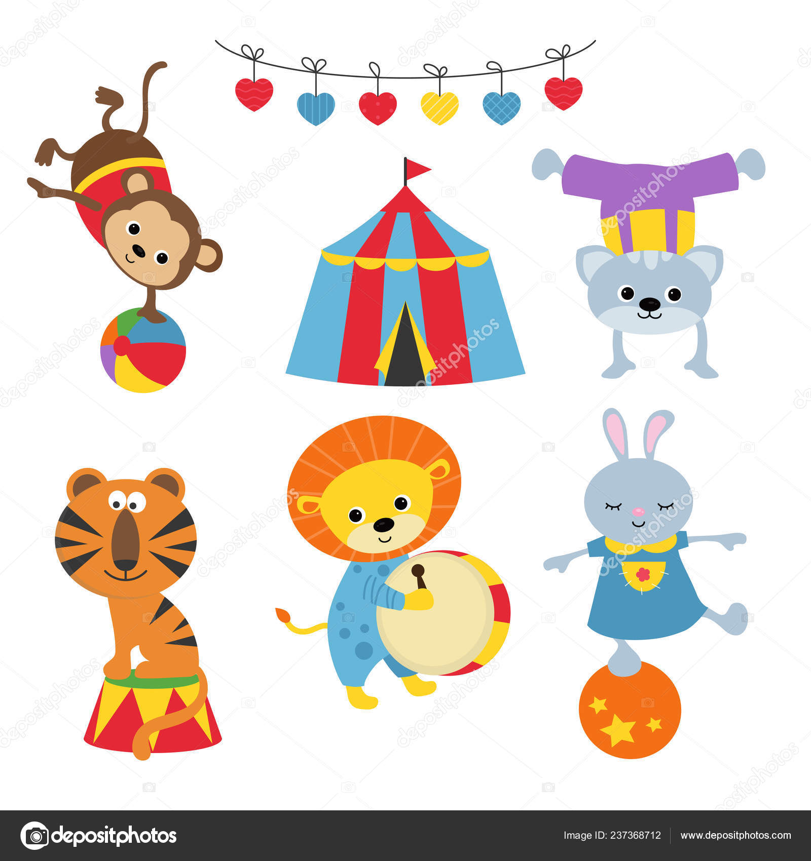 Cute Cartoon Circus Animals