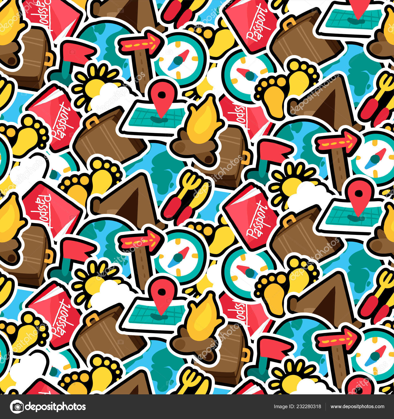 Travel seamless color vector pattern Stock Vector Image by ©barsrsind ...