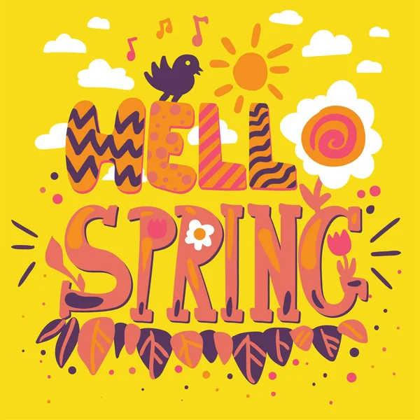 Hello spring cartoon vector lettering Stock Illustration by ©barsrsind ...