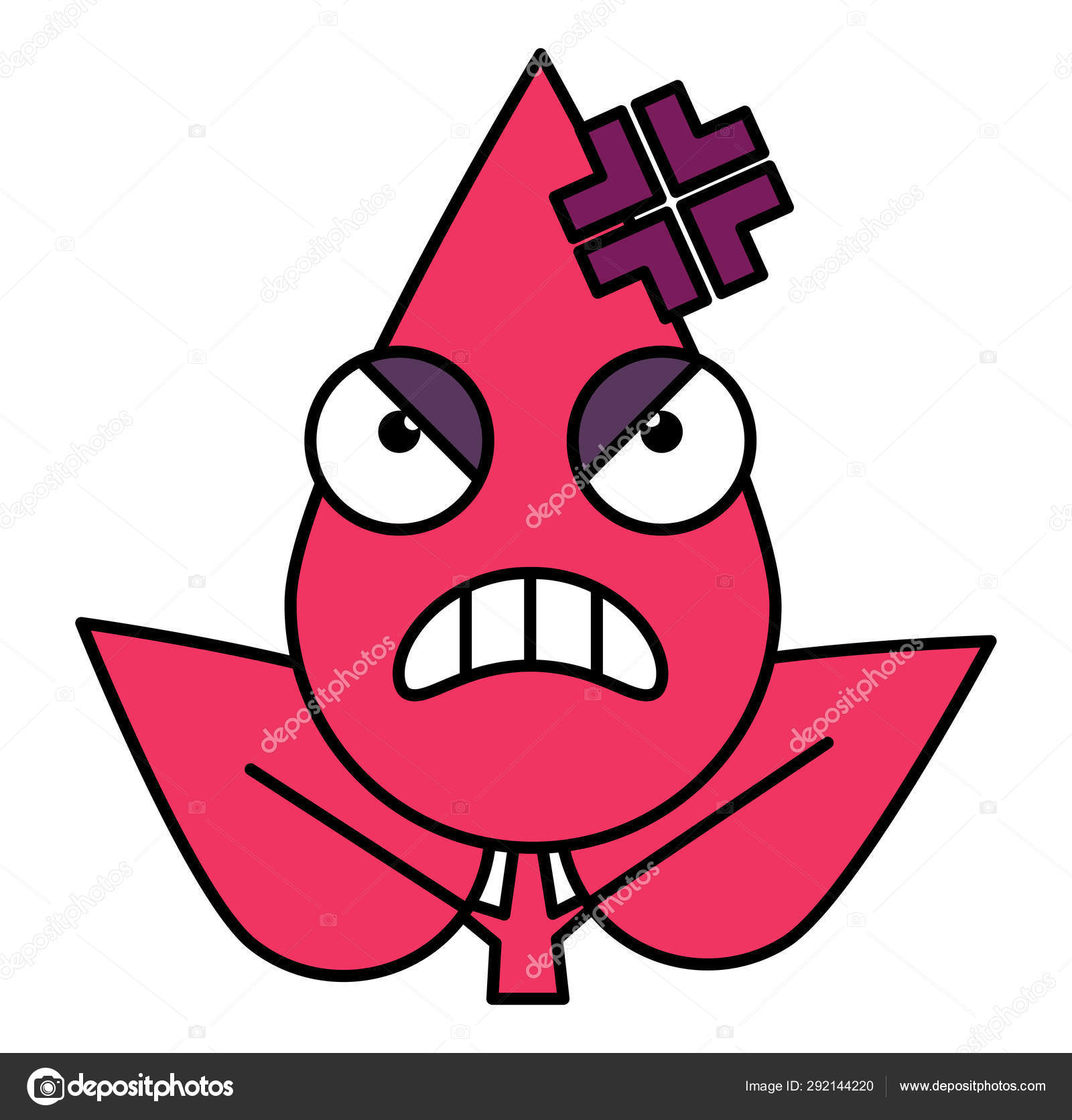 Red leaf angry thin line emoticon icon Stock Vector by ©barsrsind 292144220