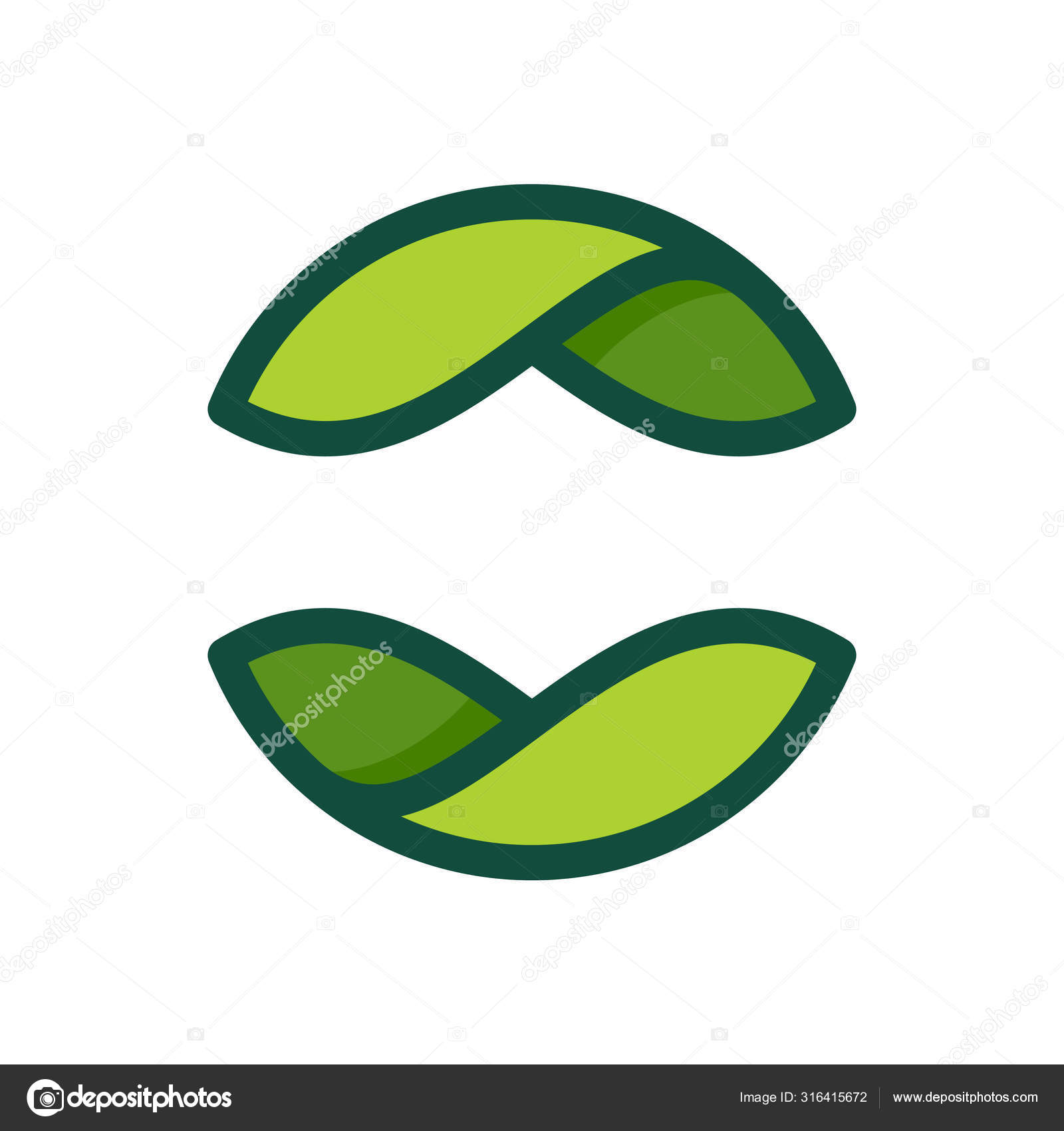 Logo Eco círculo plano formado por hojas verdes retorcidas . Vector de ...