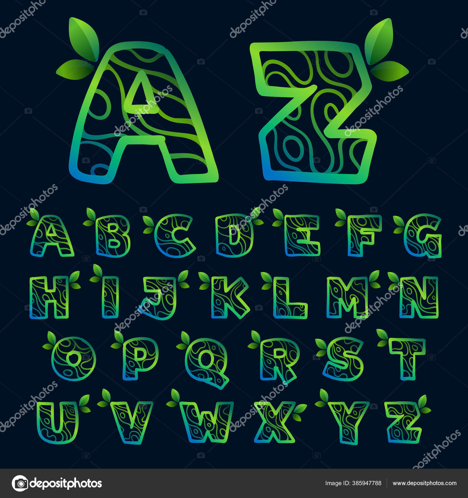 Alphabet Eco Waves Pattern Perfect Vector Green Icon Landscape Design ...