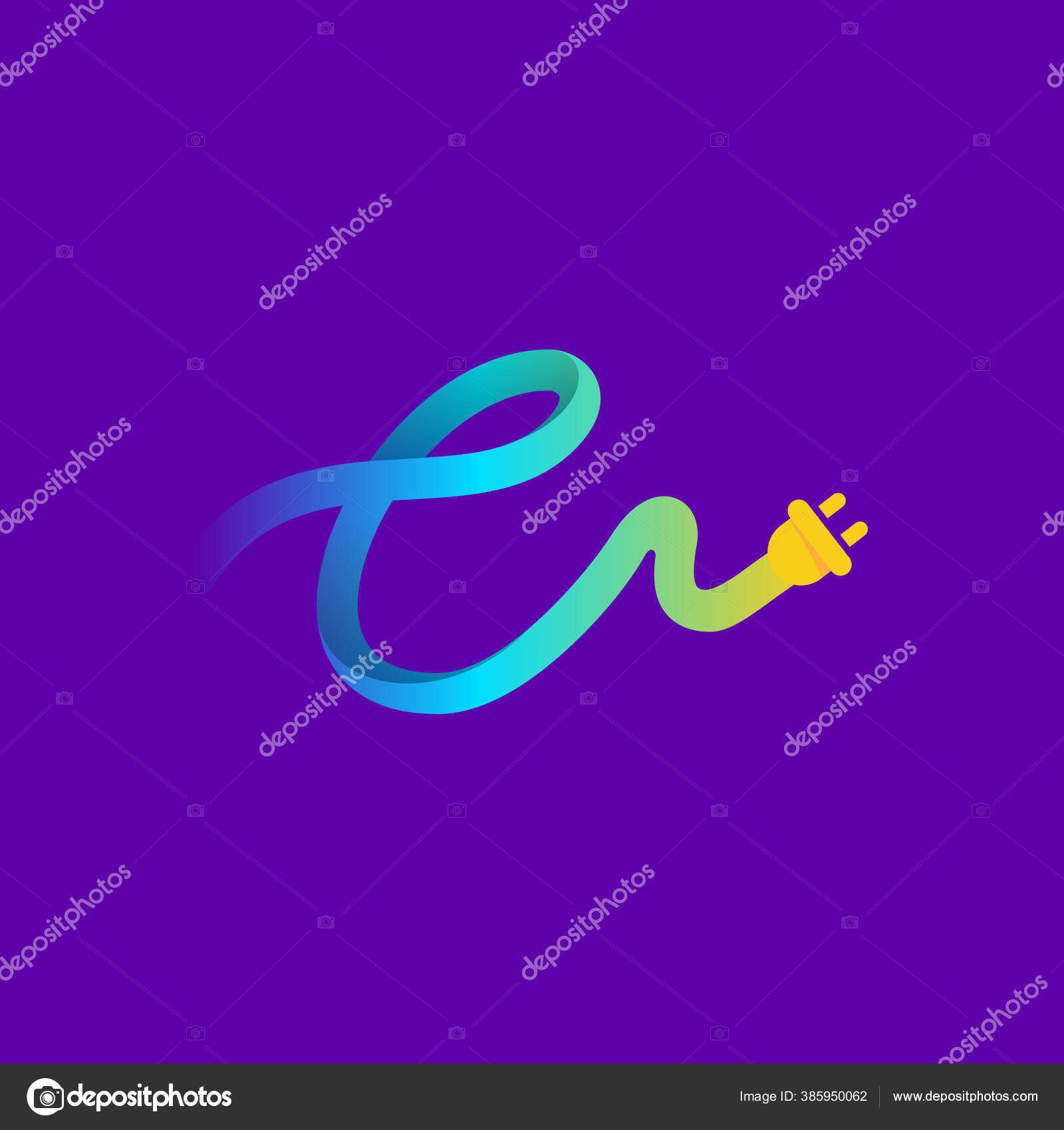 Logotipo Letra Con Cable Rizado Adaptador Enchufe Tipo Letra Vectorial ...