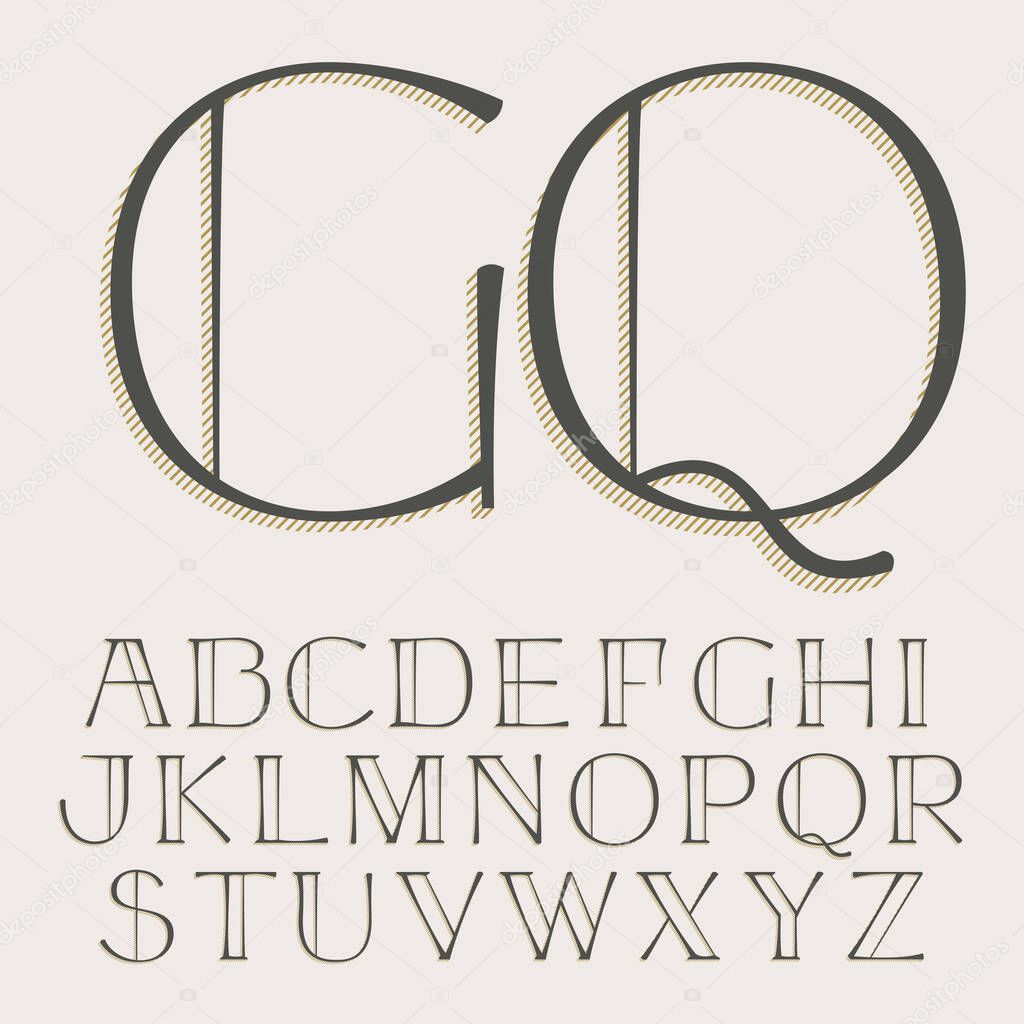 Elegante letra serif de letras de alfabeto. Letras clásicas de lápiz ...