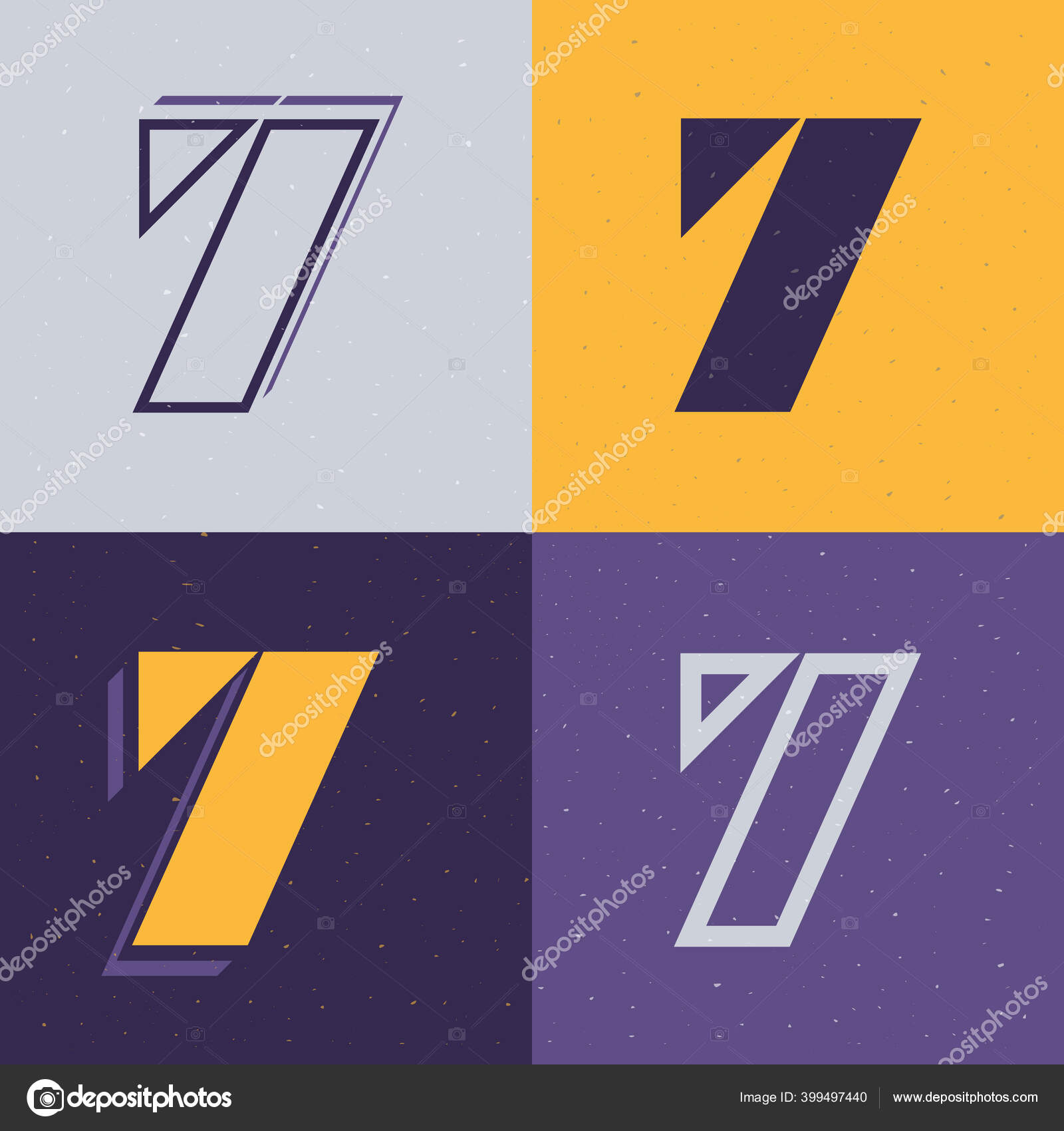 Stencil Number Seven Logo Set Flat Icons Perfect Use Any Stock Vector ...