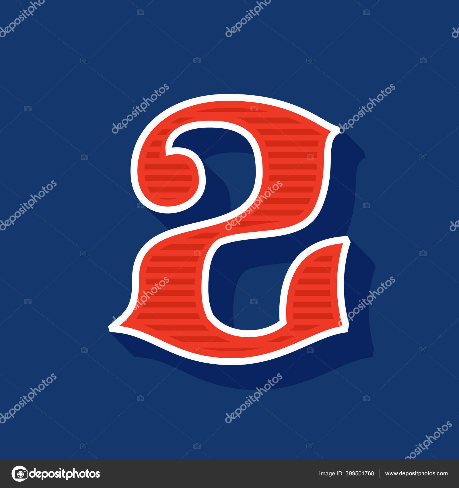 Classic Style Number Two Sport Logo Retro Font Perfect Use Stock Vector ...