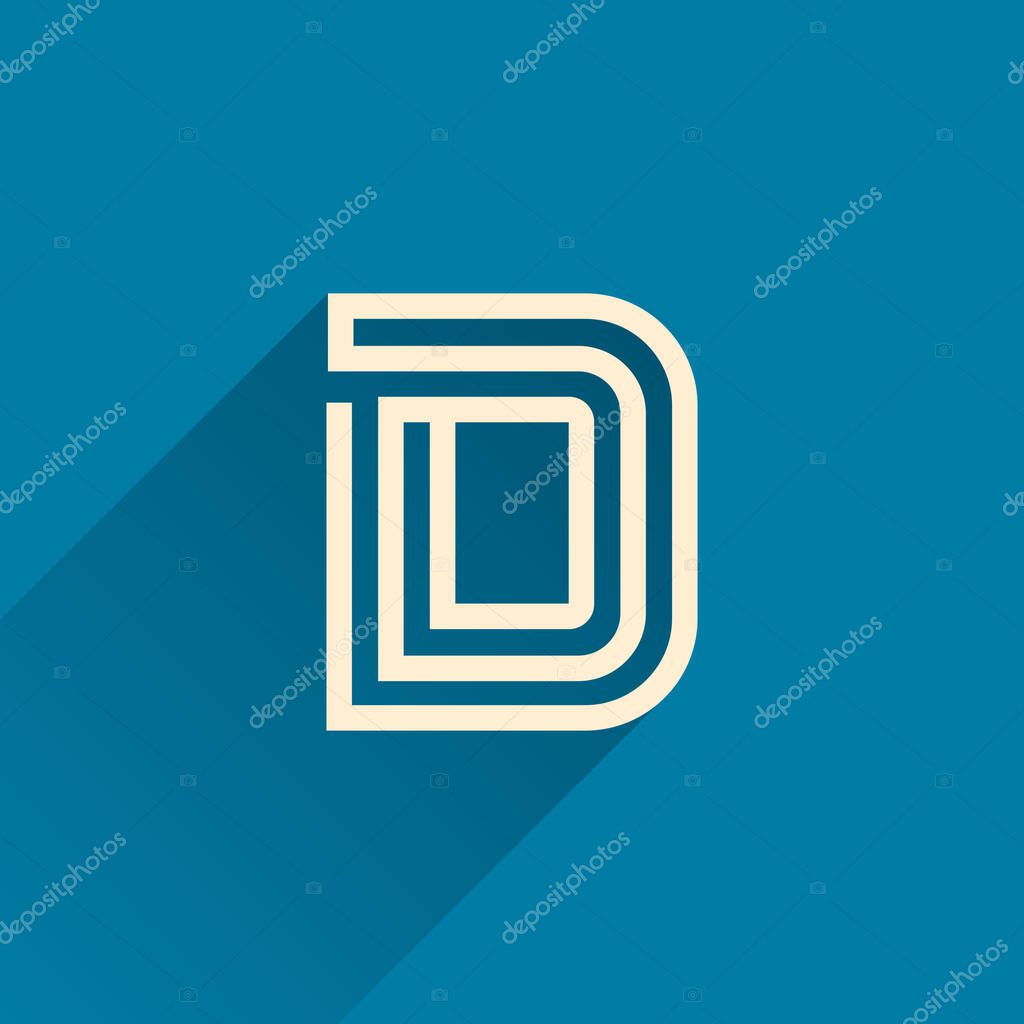 Laberinto D logotipo de la letra hecha de tres líneas paralelas. El ...