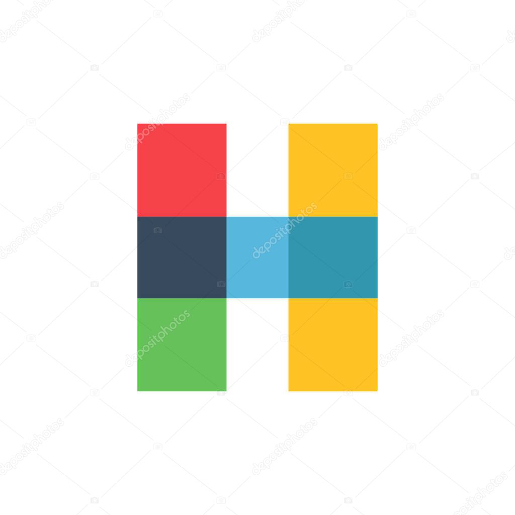 H logotipo de la letra de color brillante y vívidamente con ...