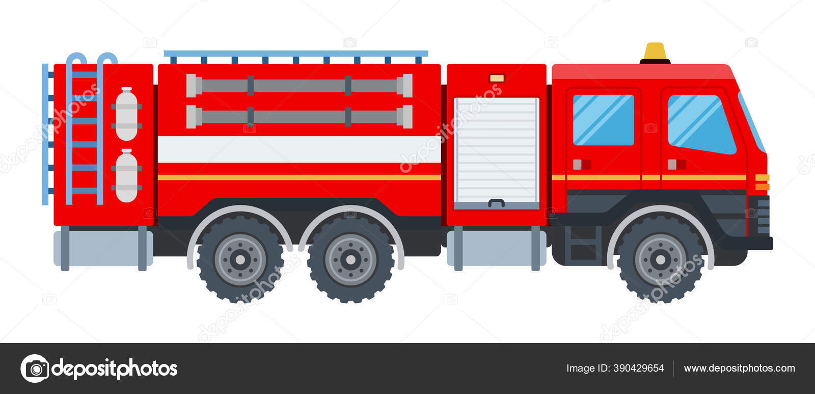 Fire engine vector flat design isolated object on white background ...