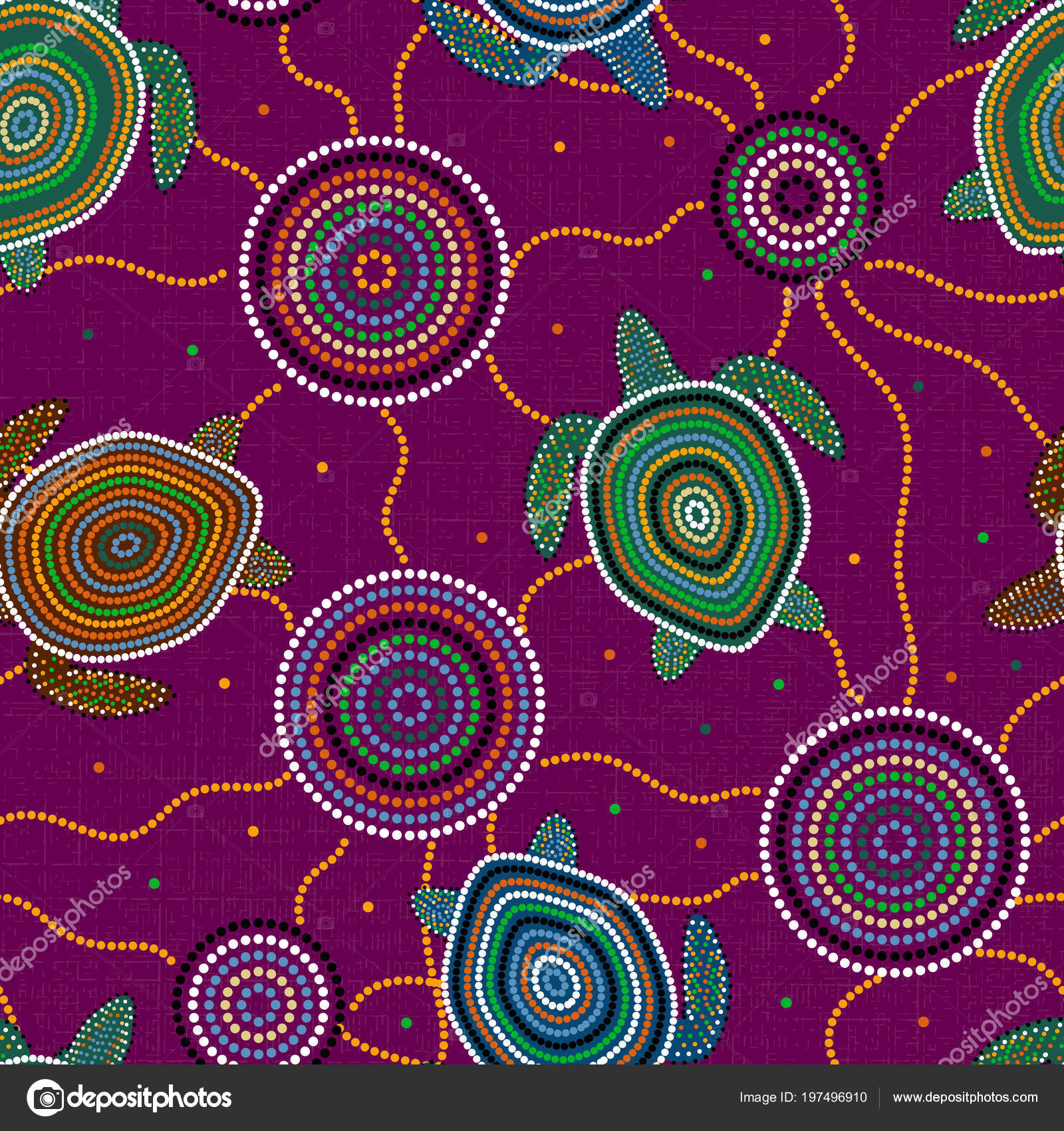 Australian Aboriginal Art Point Drawing Sea Turtles Jellyfish Seamless ...