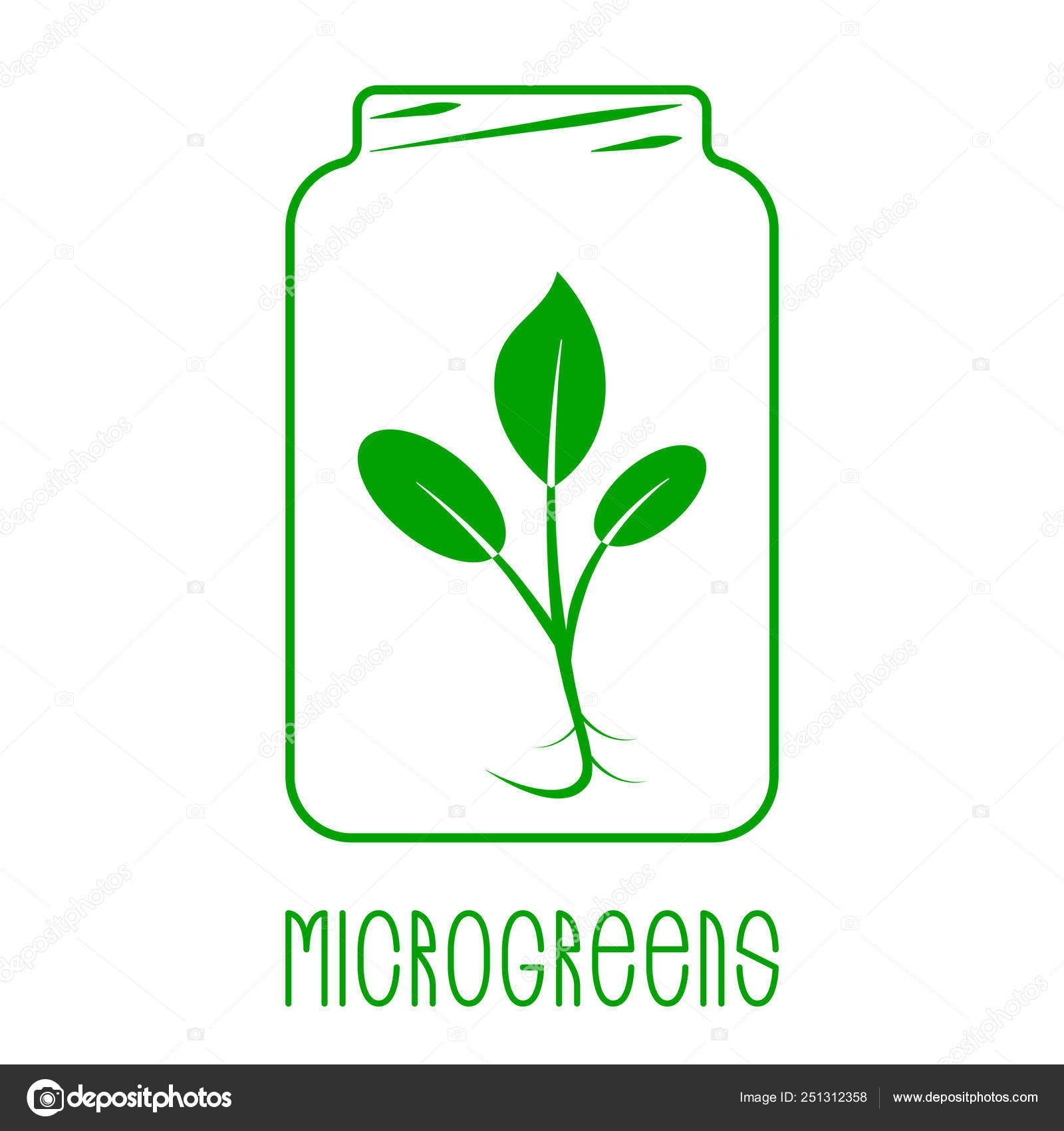 Microgreens Logo. Plant in a glass jar. Seed and living microgreens ...