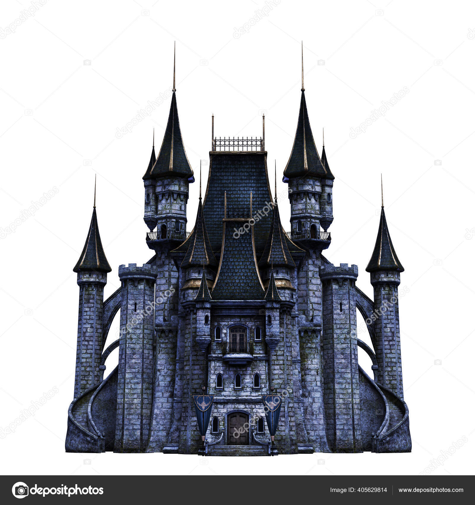 Castle Academy Fantasy Architecture Illustration Rendering Stock Photo ...