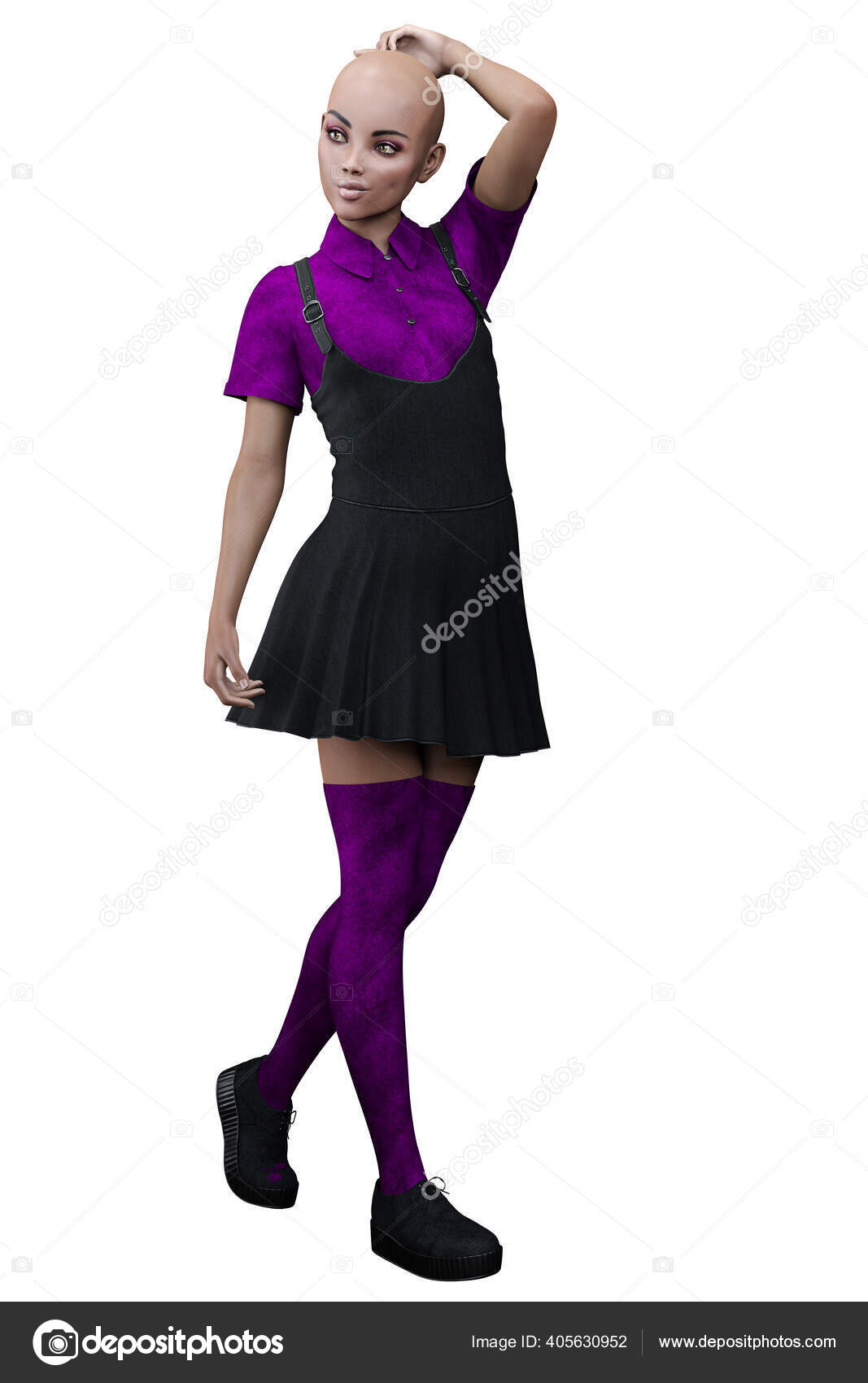 Urban Fantasy Goth Academy Poc Teen Rendering Illustration — Stock ...