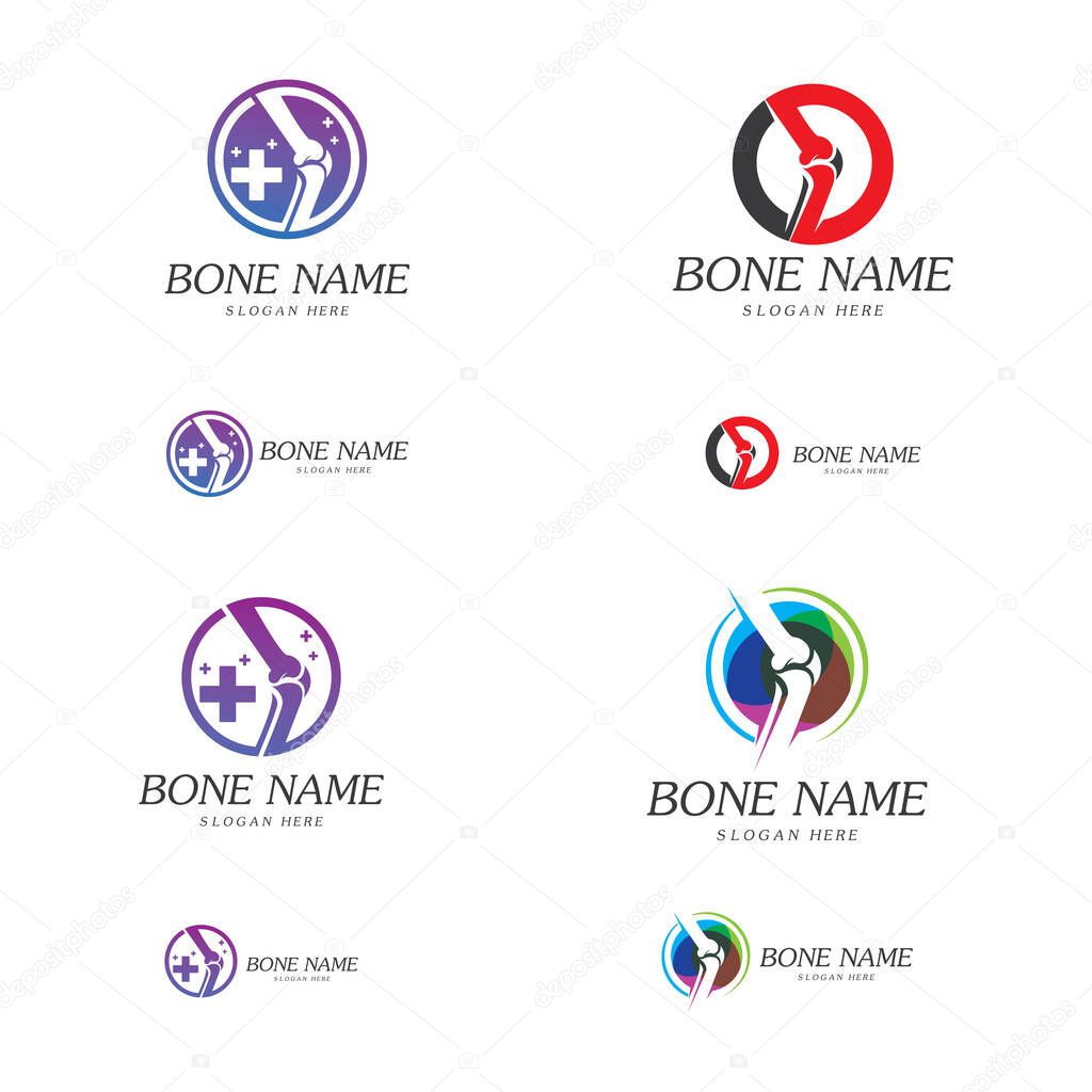 Logotipo Bone Plus. Icono de hueso saludable. Rodilla huesos y ...