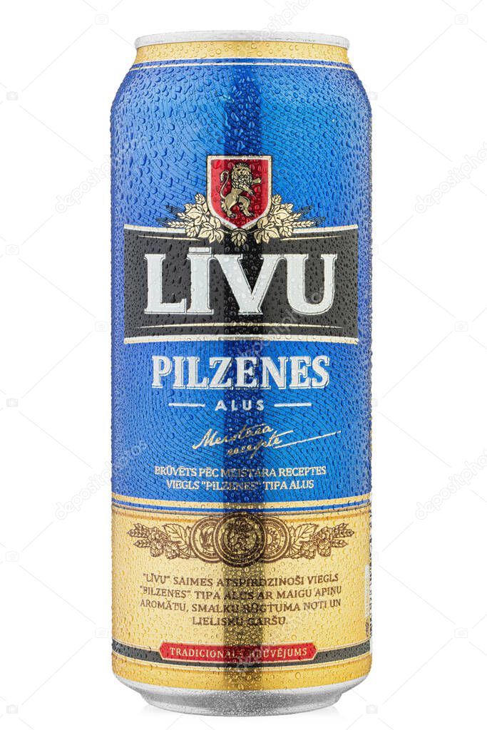 Ucrania, Kiev - 23 de junio. 2020: Lata de aluminio cerveza Livu ...