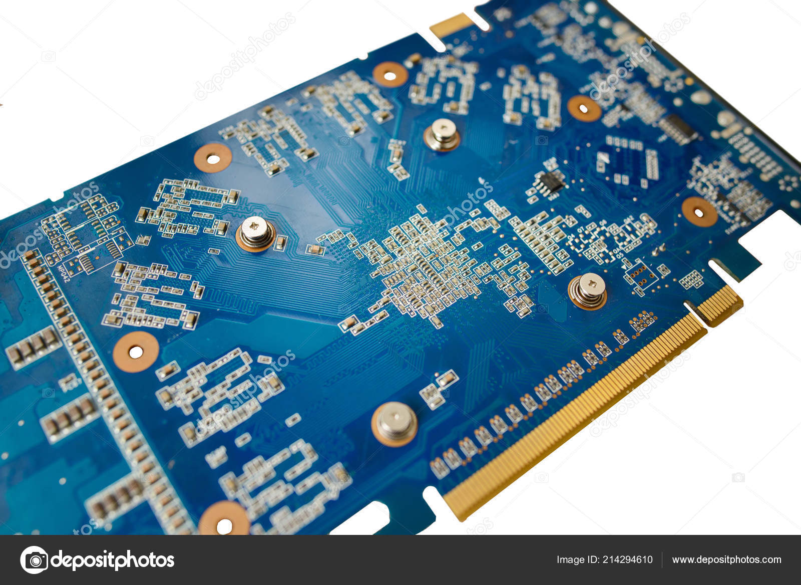 Blue Isolated Motherboard Computer Board Chips Component White ...