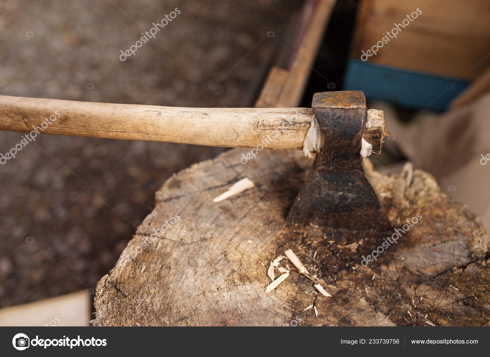 Stabbed Blade Stump Wooden Handle Stock Photo by ©Cezar_KSV 233739756