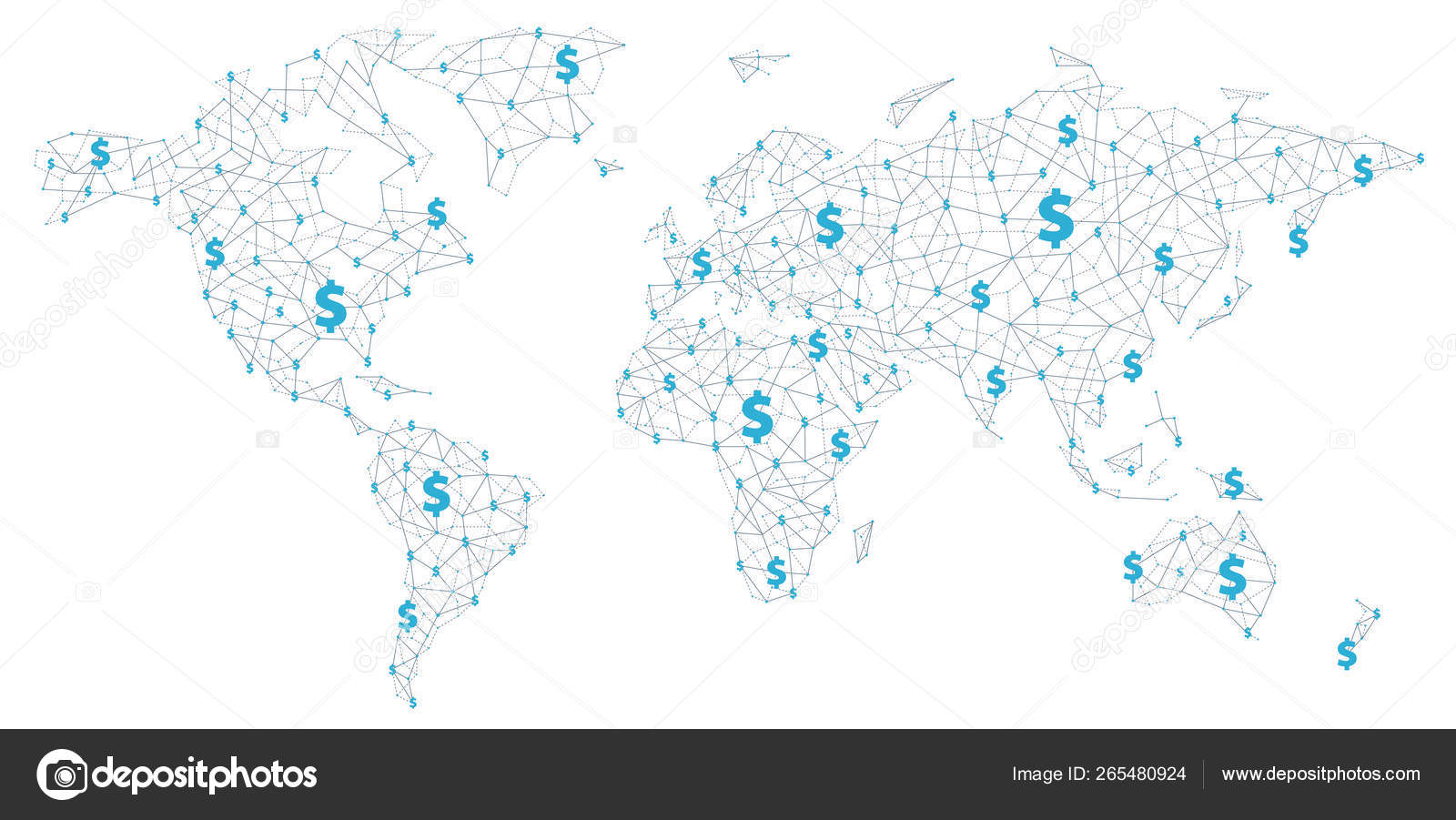 World Map - Global Money, Business and Connection Stock Vector by ...