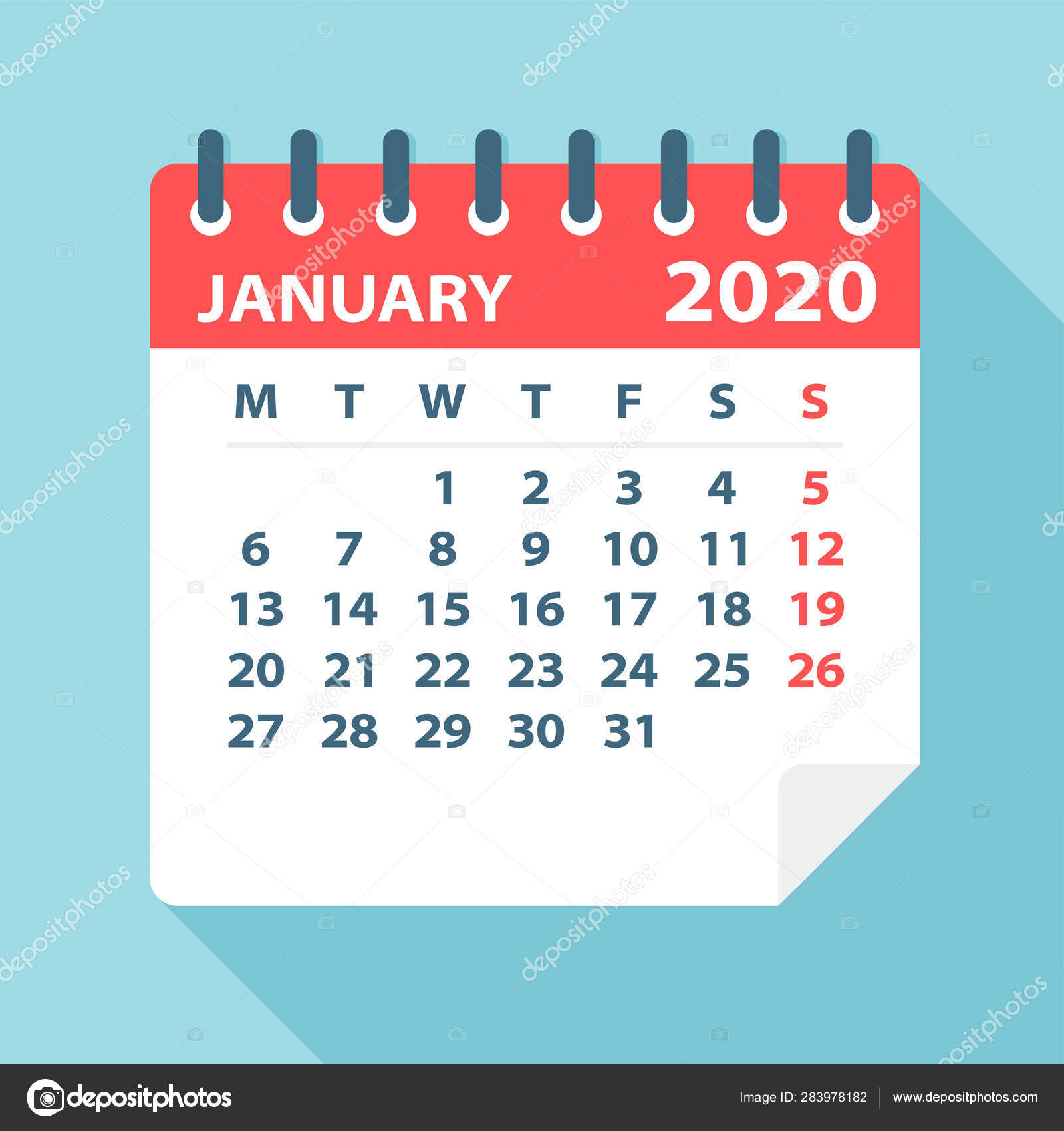 January 2020 Calendar Leaf - Vector Illustration Stock Vector Image by ...