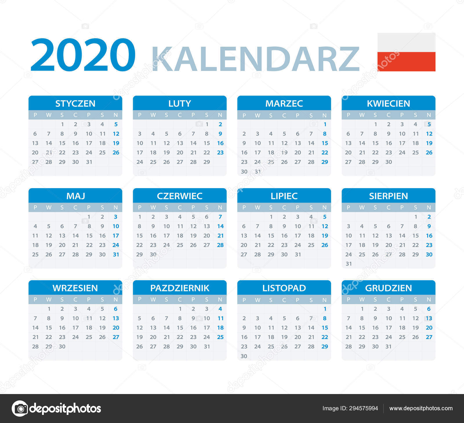 2020 Calendar Polish - vector illustration Stock Vector by ©dikobrazik ...