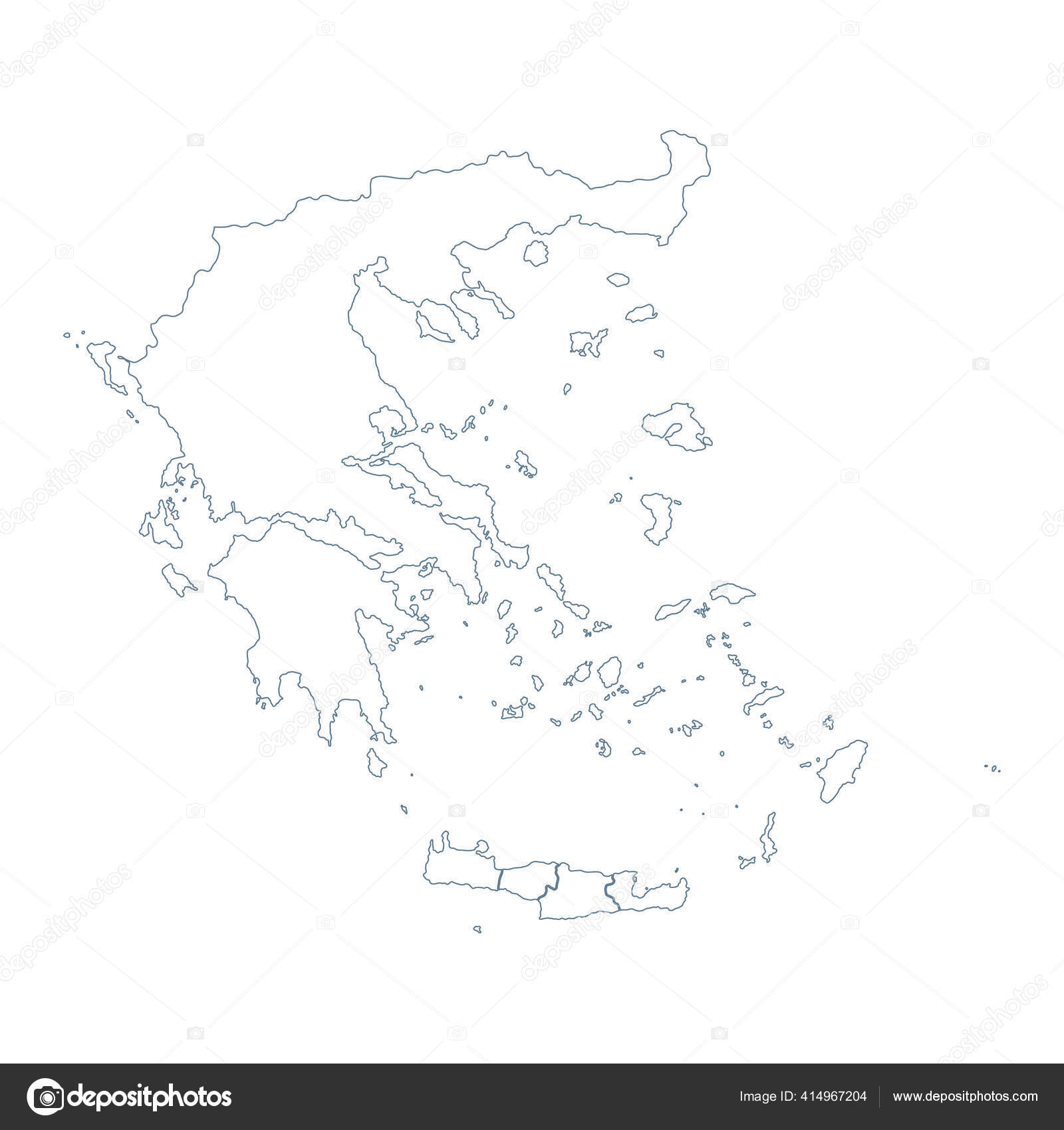 Grécia Mapa Vector Contour Ilustração Vetor de ©dikobrazik 414967204