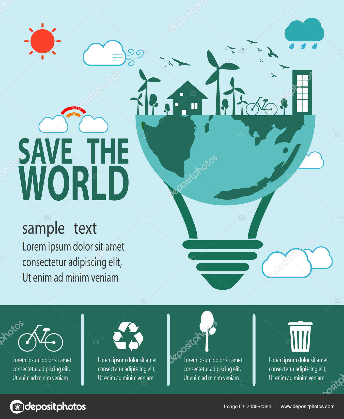 World Infographic Planet Earth Day Recycling Eco Friendly Ecology ...