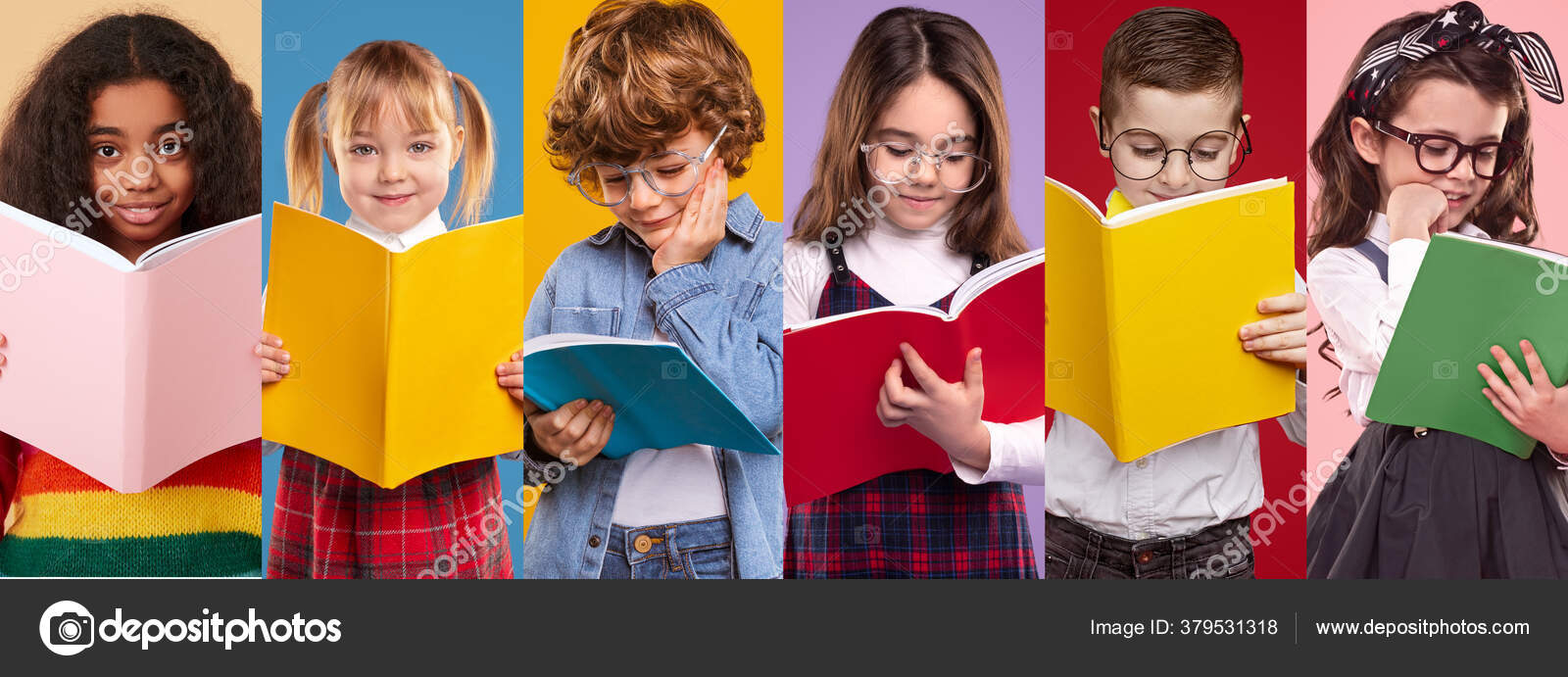 Smart diverse kids with textbooks doing homework — Stock Photo ...