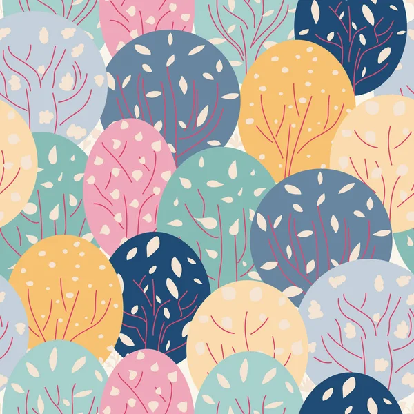 Seamless background with stylized trees. Forest bright pattern Stock ...