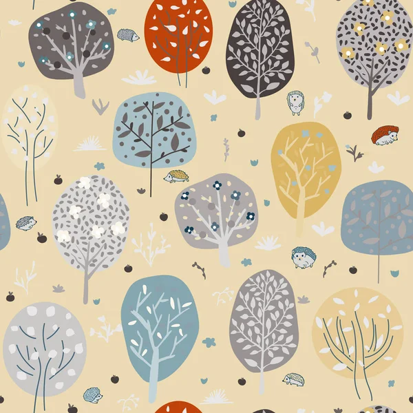 Seamless background with stylized trees. Forest bright pattern Stock ...