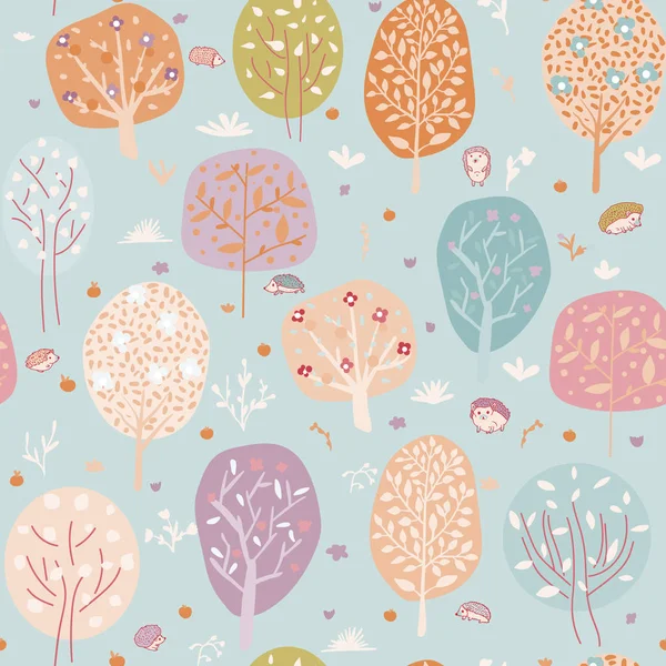 Seamless background with stylized trees. Forest bright pattern Stock ...