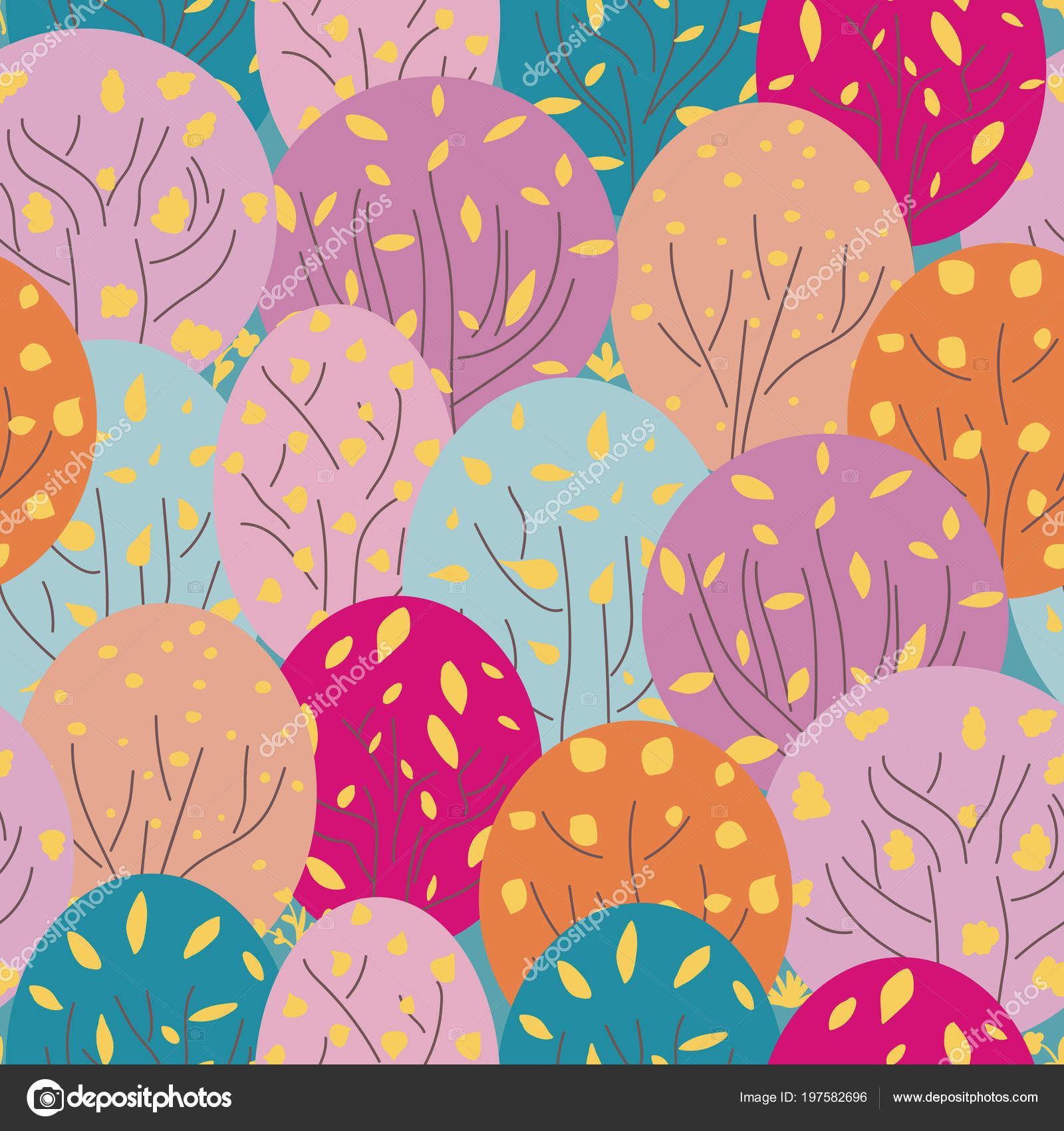 Seamless background with stylized trees. Forest bright pattern Stock ...