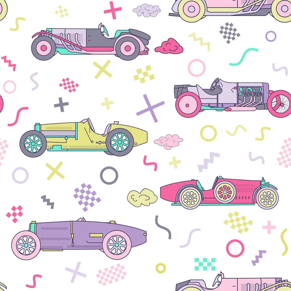 Vector Race Retro Sport Car Seamless Pattern Vintage Automobiles ...