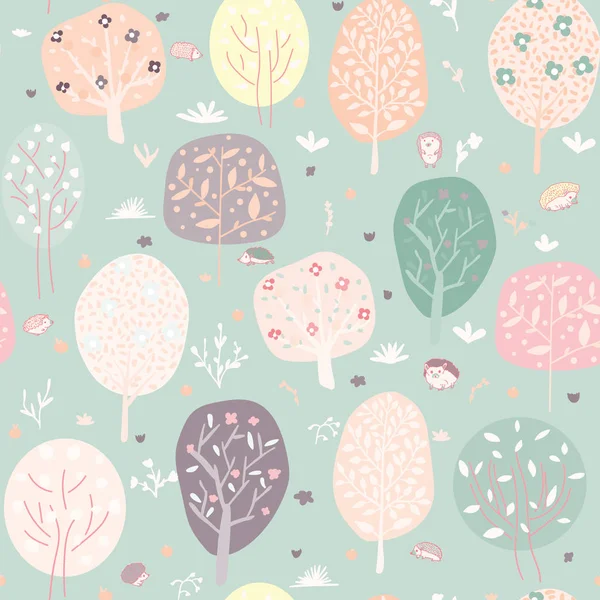 Seamless background with stylized trees. Forest bright pattern Stock ...