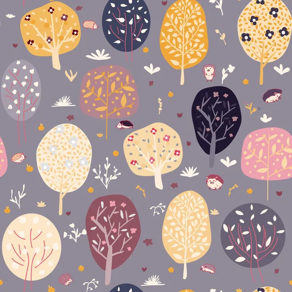 Seamless background with stylized trees. Forest bright pattern Stock ...